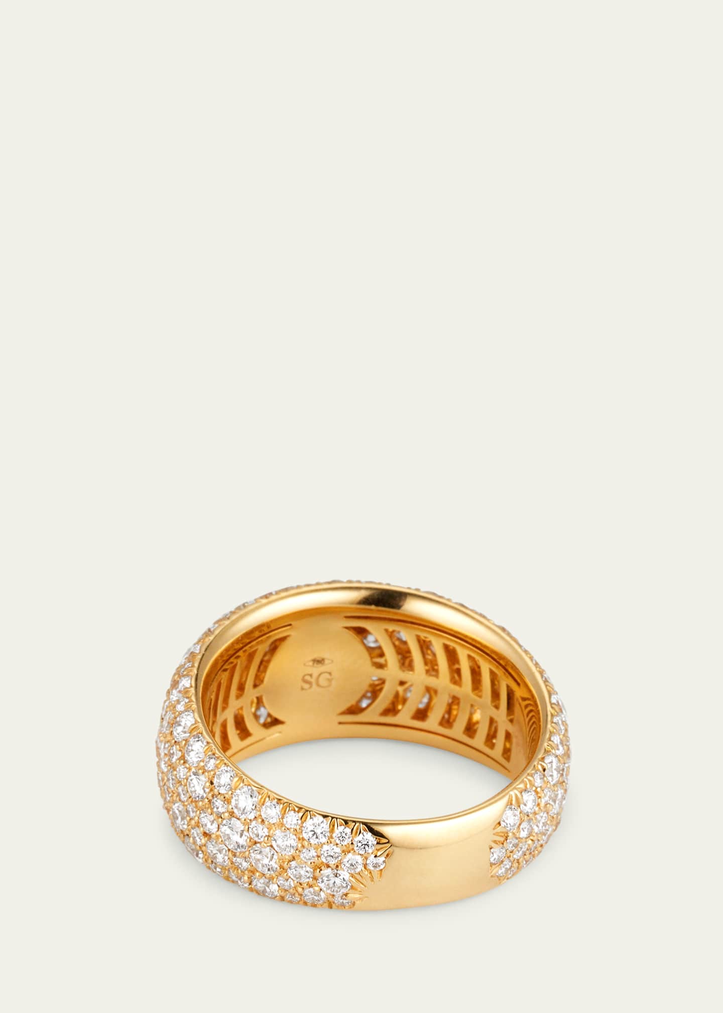 Sidney Garber 18K Yellow Gold Diamond Pave Soft Volume Ring, Size 6.5 - Bergdorf Goodman
