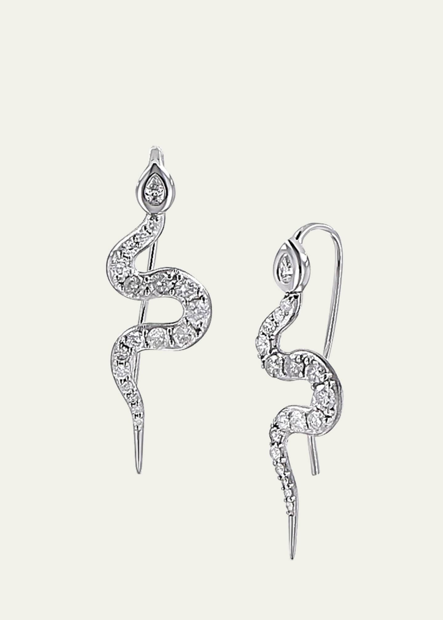 Sheryl Lowe Silver Diamond Snake Earrings - Bergdorf Goodman