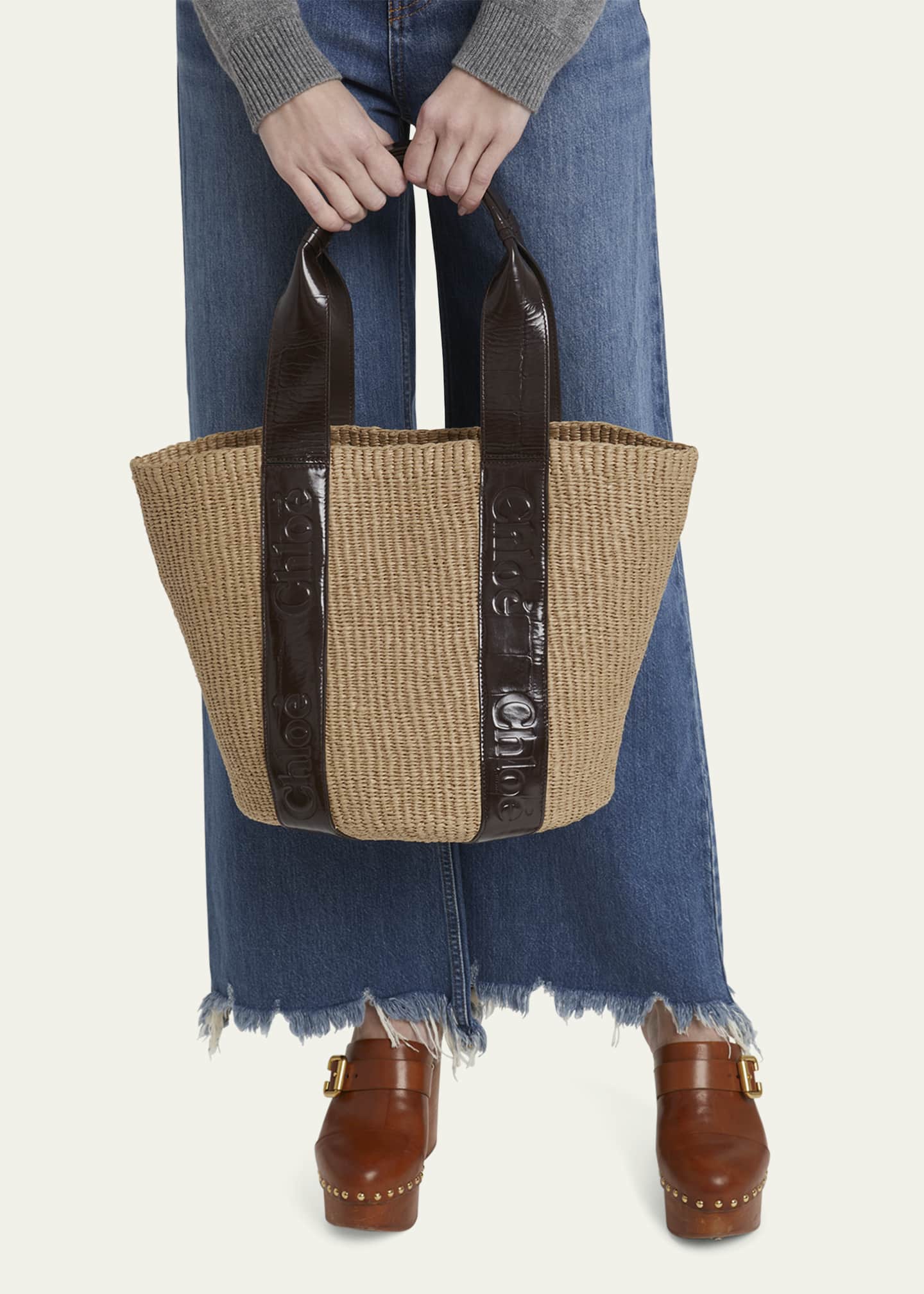 Chloe x Mifuko Woody Large Basket Tote Bag in Paper & Leather ...