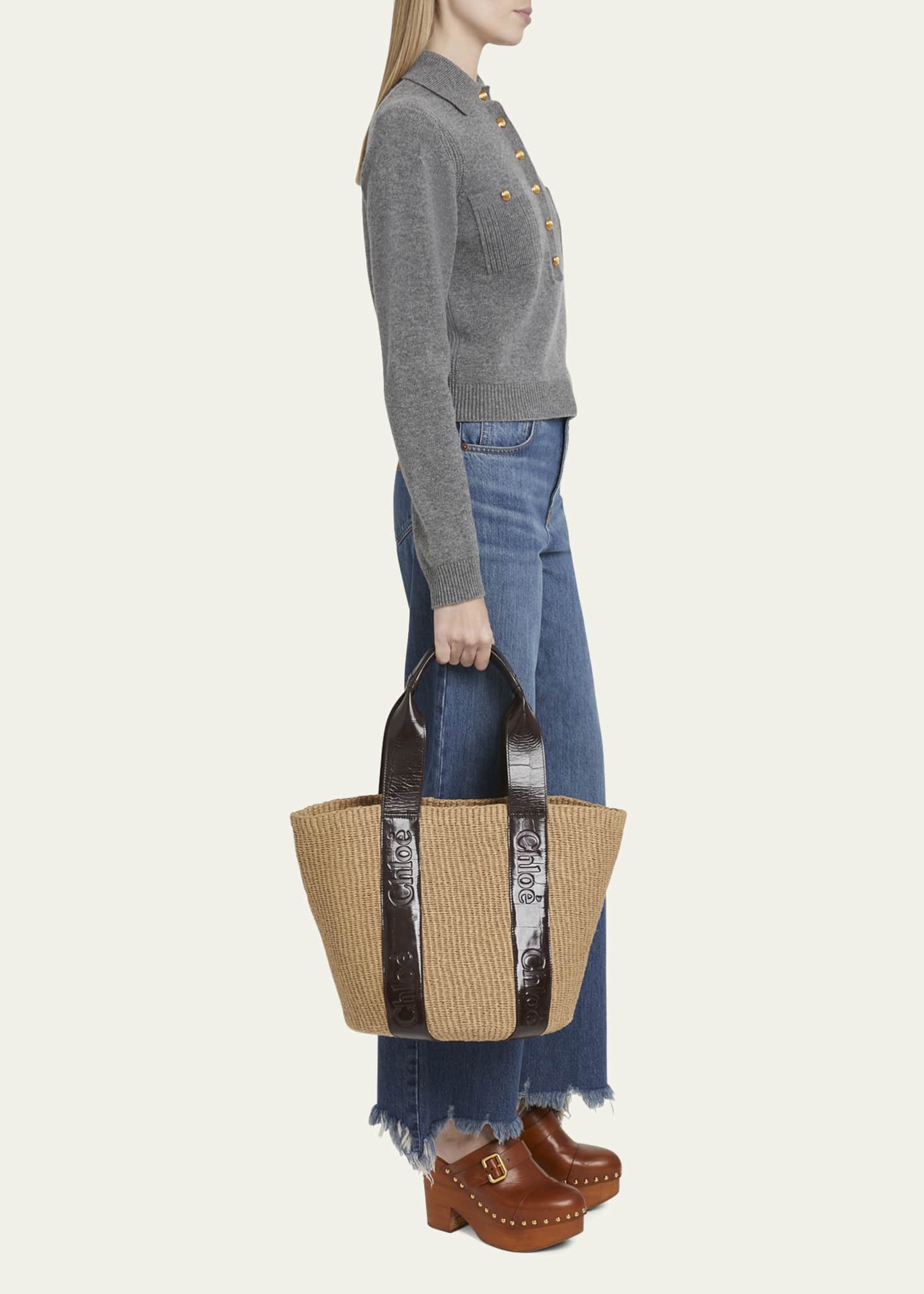 Chloe x Mifuko Woody Large Basket Tote Bag in Paper & Leather ...
