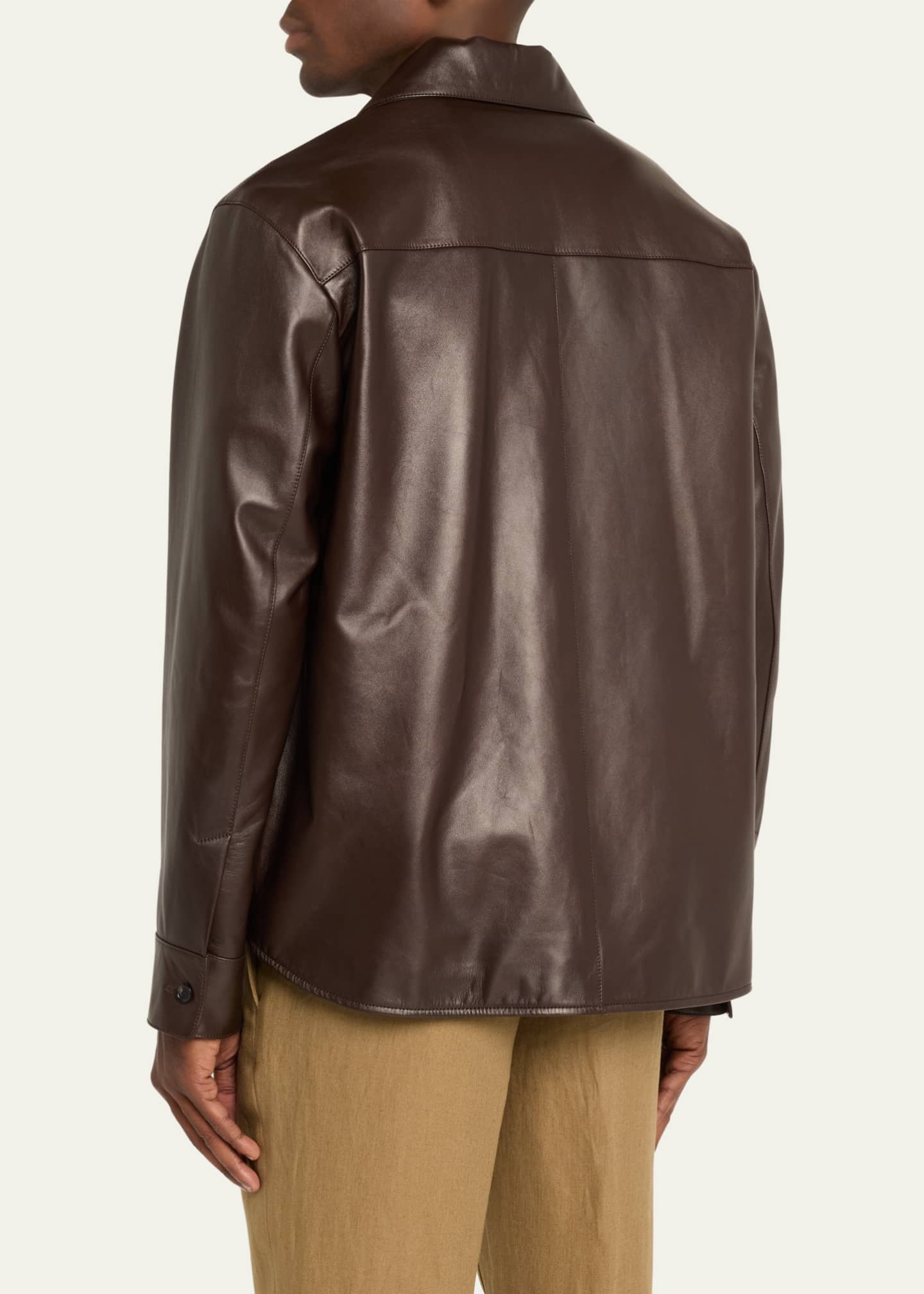 Loro Piana Men's Bruno Leather Overshirt Jacket - Bergdorf Goodman