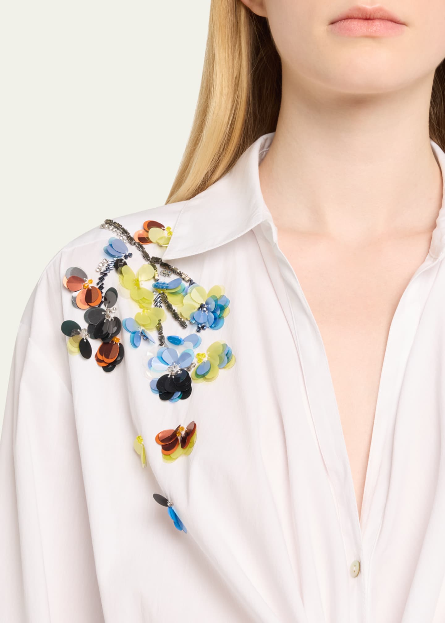 Cinq a Sept Sequin Flower Marianna Front-Tie Top - Bergdorf Goodman