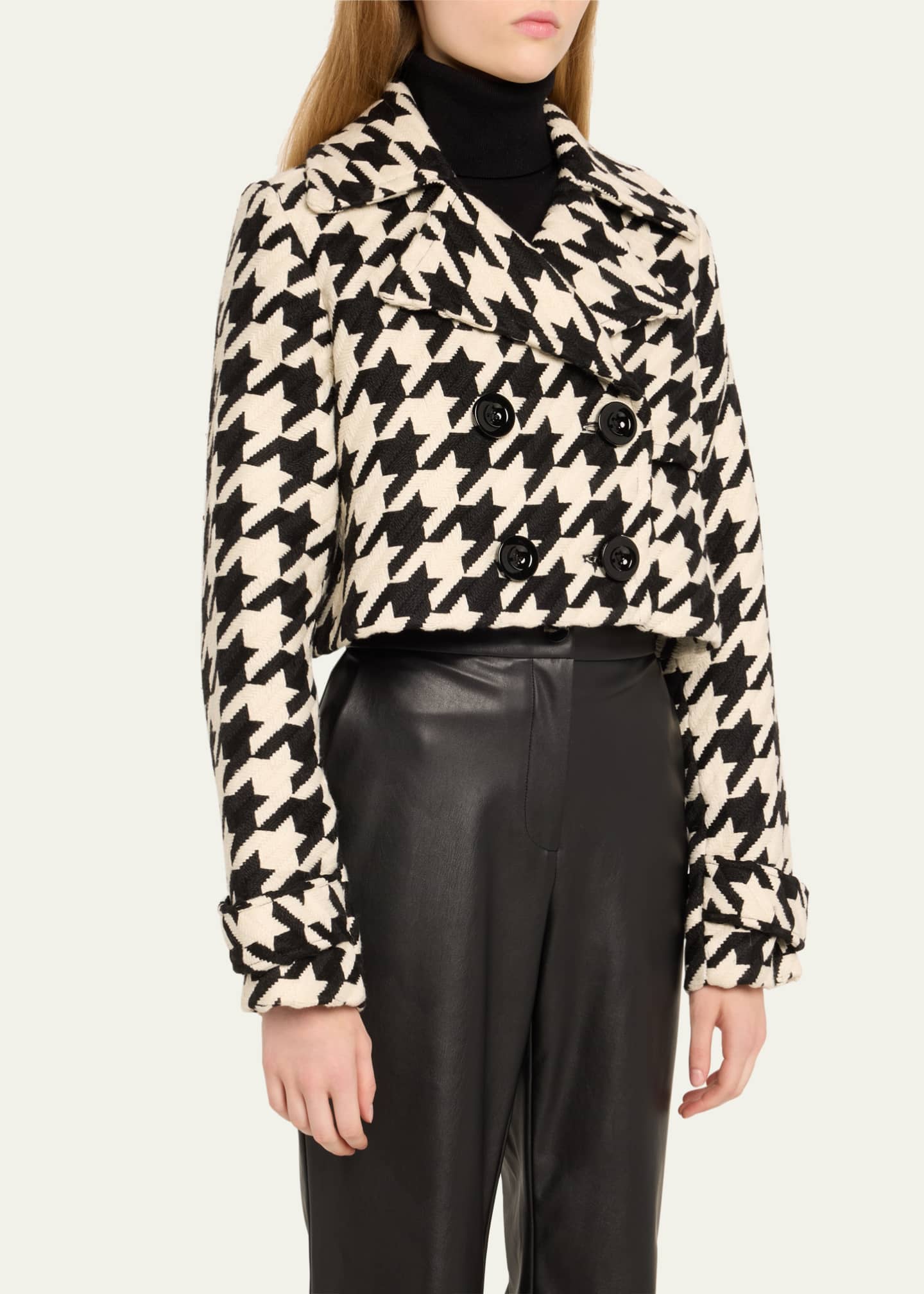 Toccin Ally Double-Breasted Cropped Houndstooth Jacket - Bergdorf Goodman