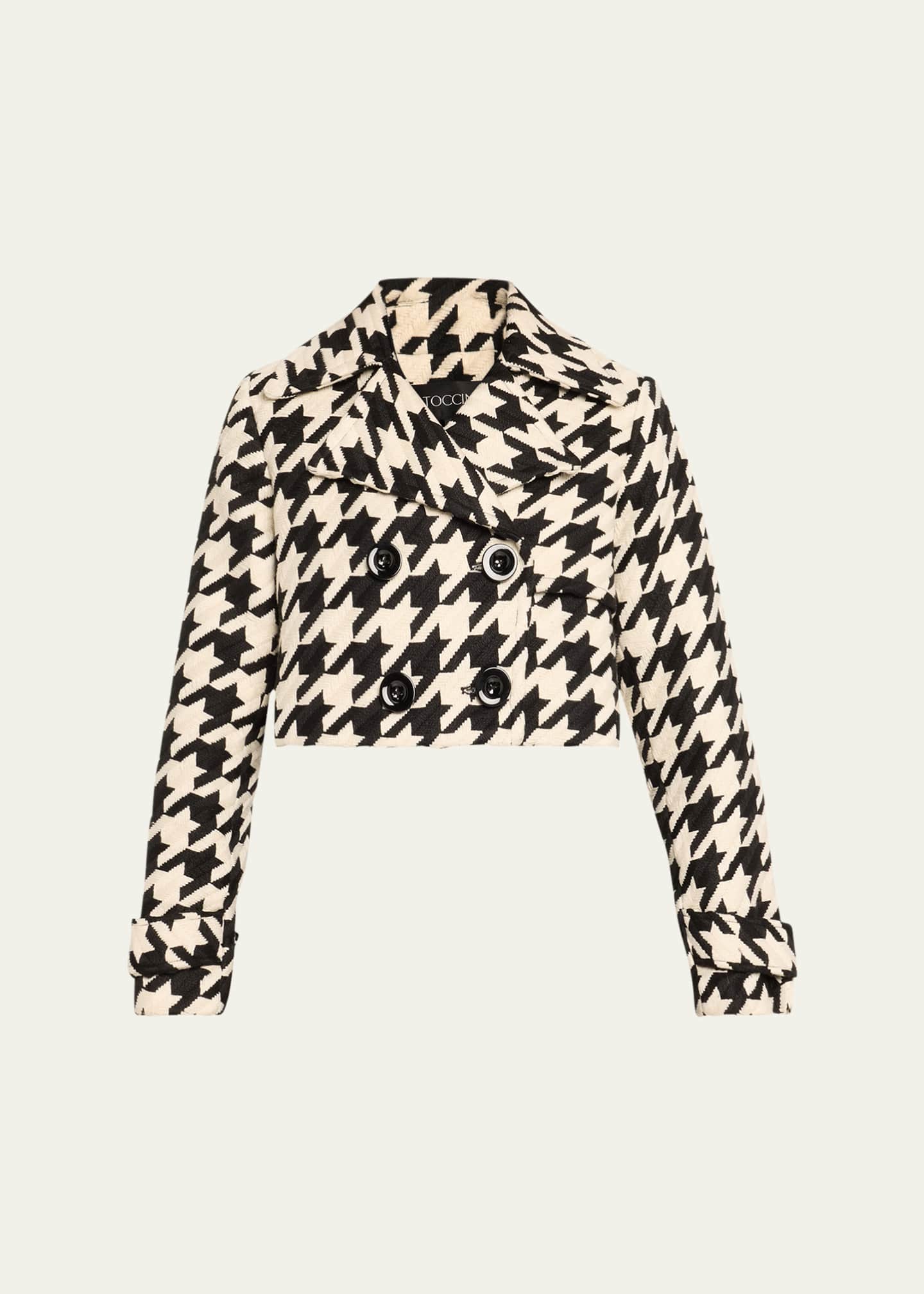 Toccin Ally Double-Breasted Cropped Houndstooth Jacket - Bergdorf Goodman