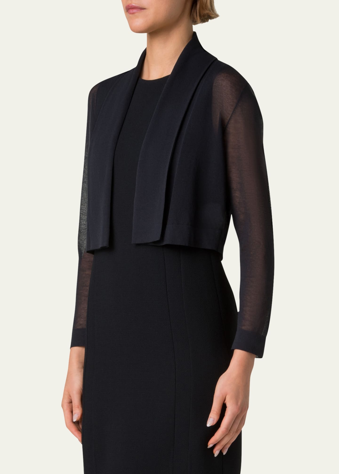 Akris Shawl Sheer Cropped Cardigan - Bergdorf Goodman