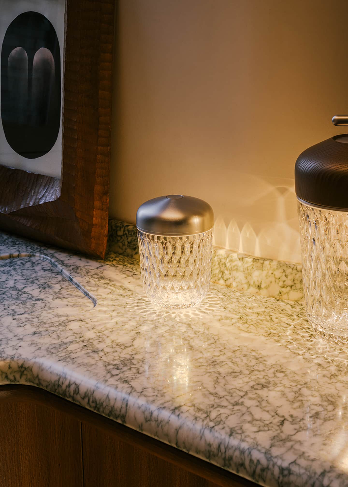 Saint Louis Crystal Folia Mini Portable Lamp, Silver - Bergdorf Goodman