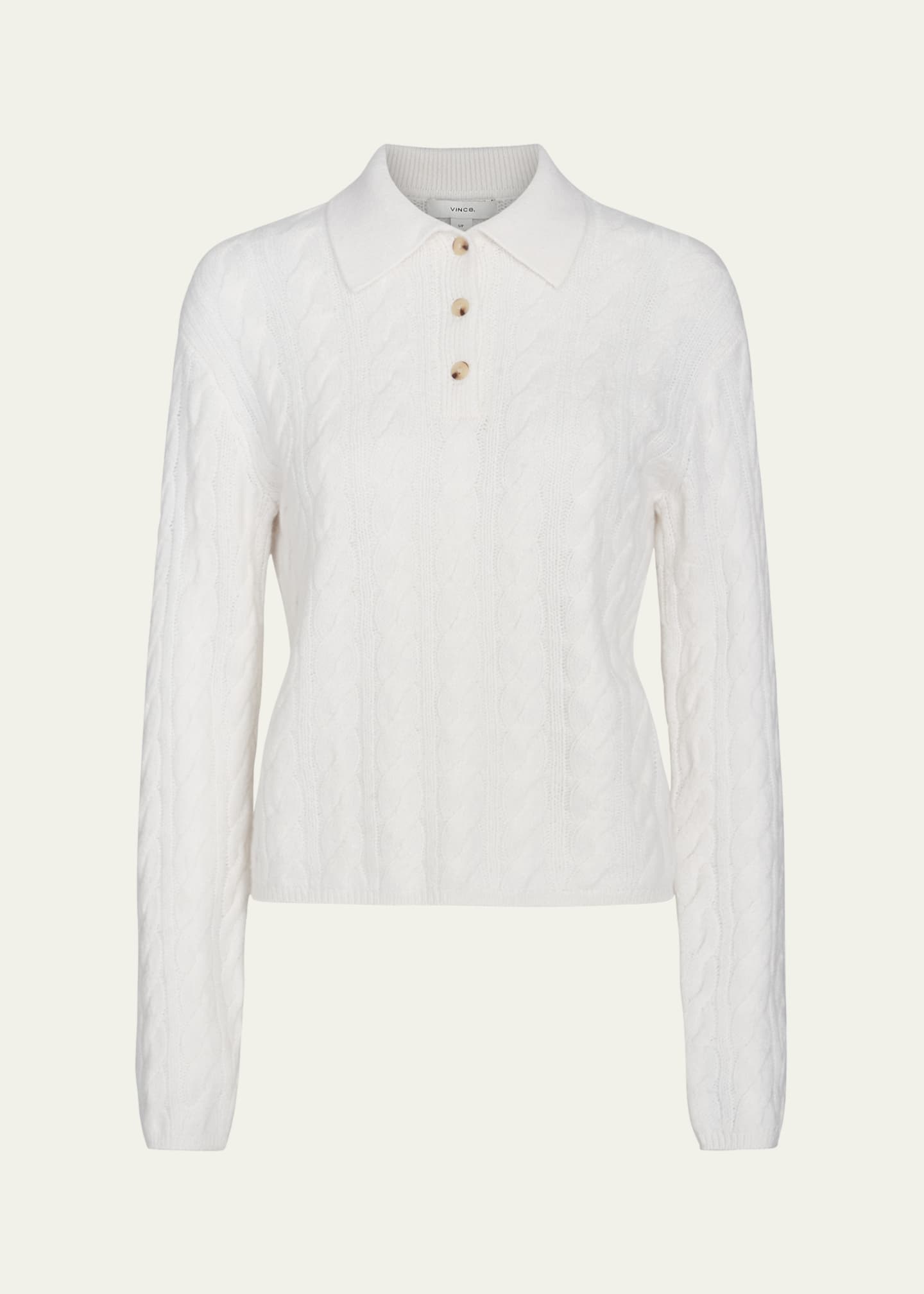 Vince Wool and Cashmere Cable-Knit Polo Sweater - Bergdorf Goodman