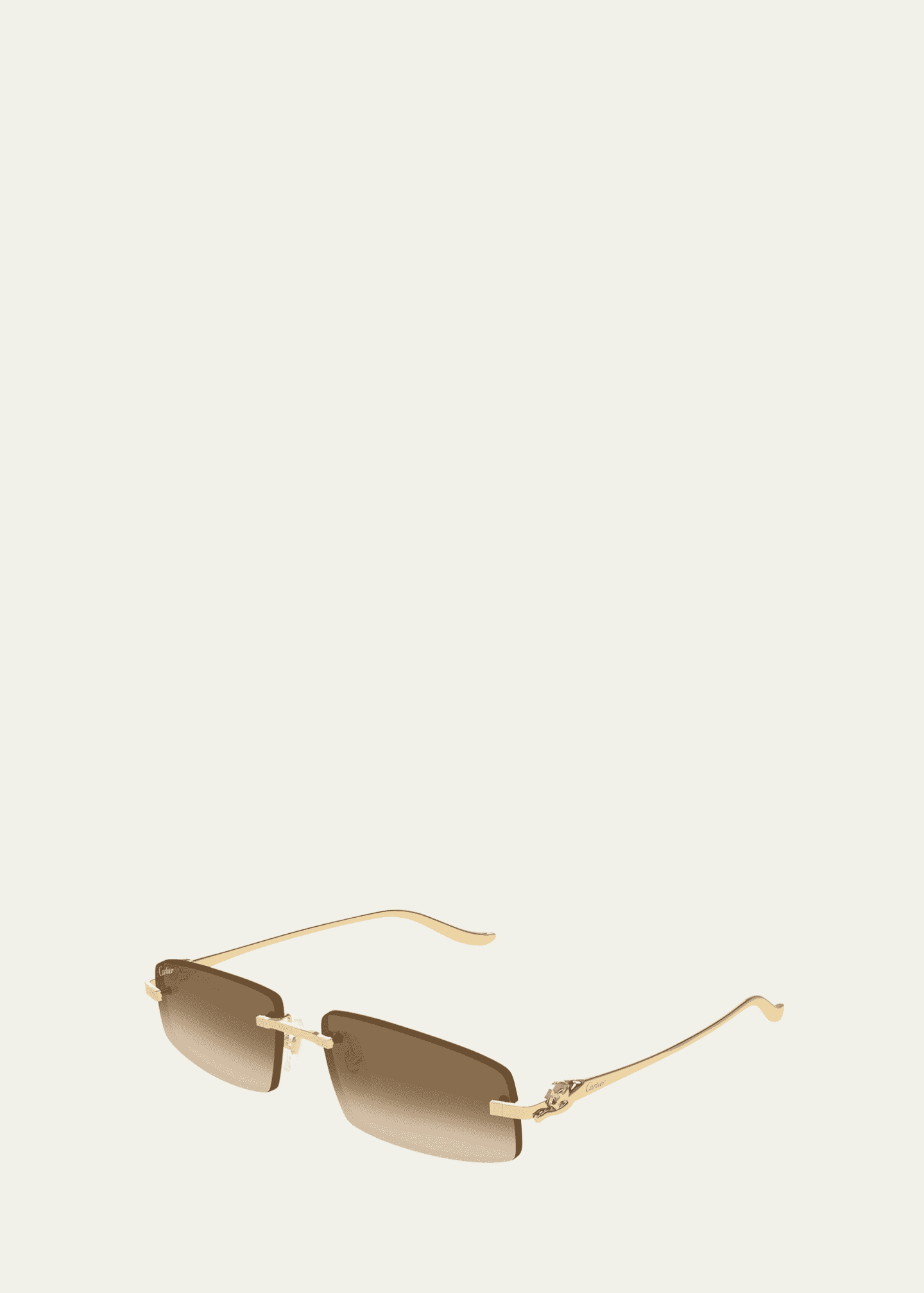 Cartier Panther Rimless Rectangle Metal Sunglasses - Bergdorf Goodman