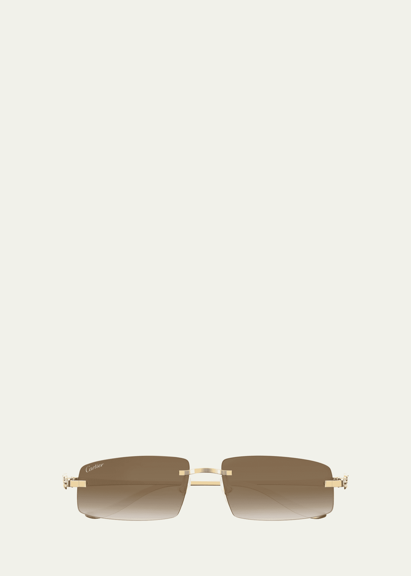 Cartier Panthère Rimless Rectangular Sunglasses in Gold Metal ...