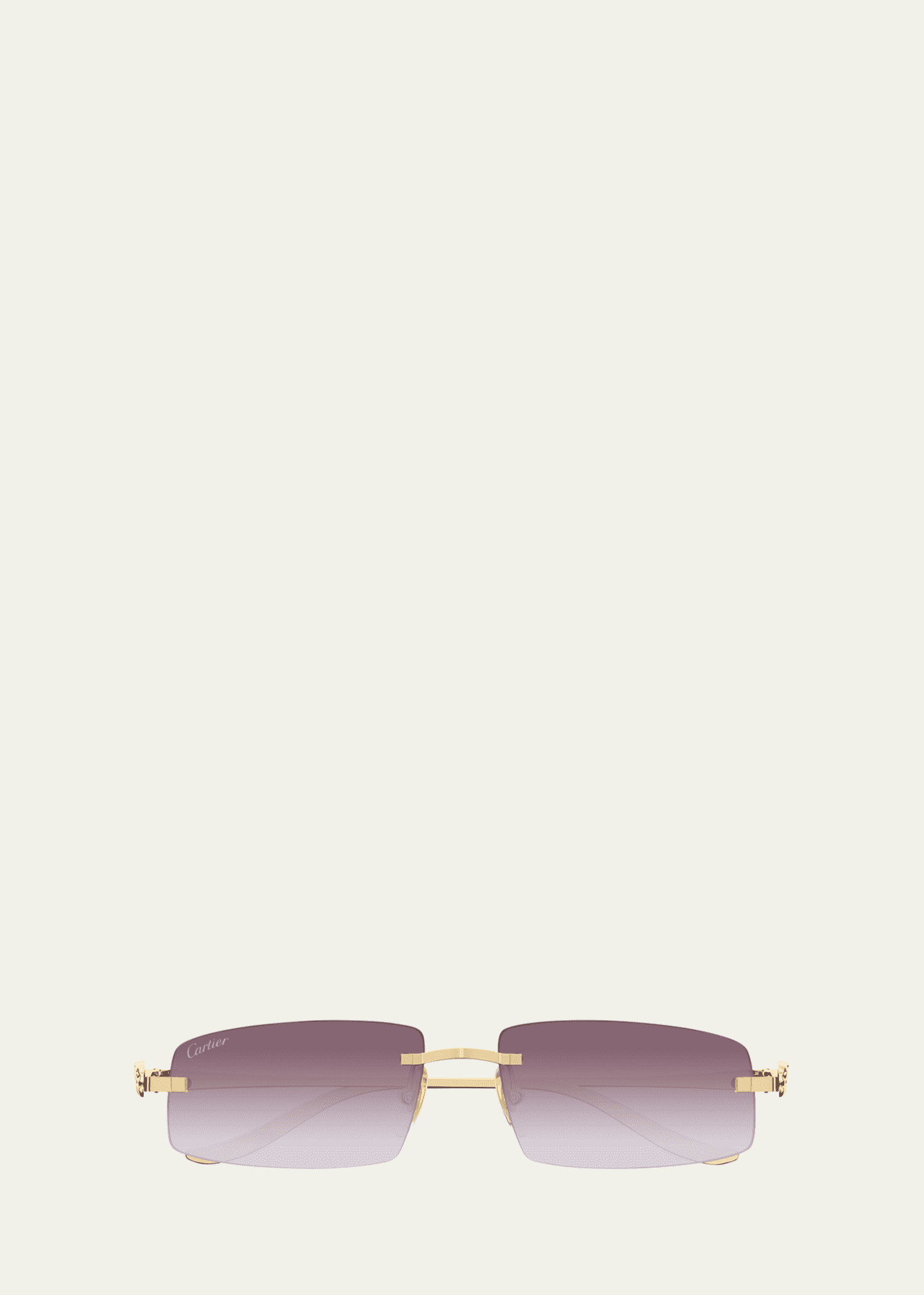 Cartier Panther Rimless Rectangle Metal Sunglasses Bergdorf Goodman