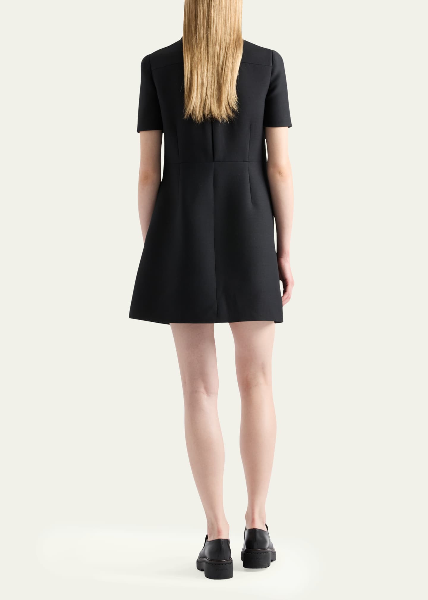 Prada Twill Weave Mini A-Line Wool Dress - Bergdorf Goodman