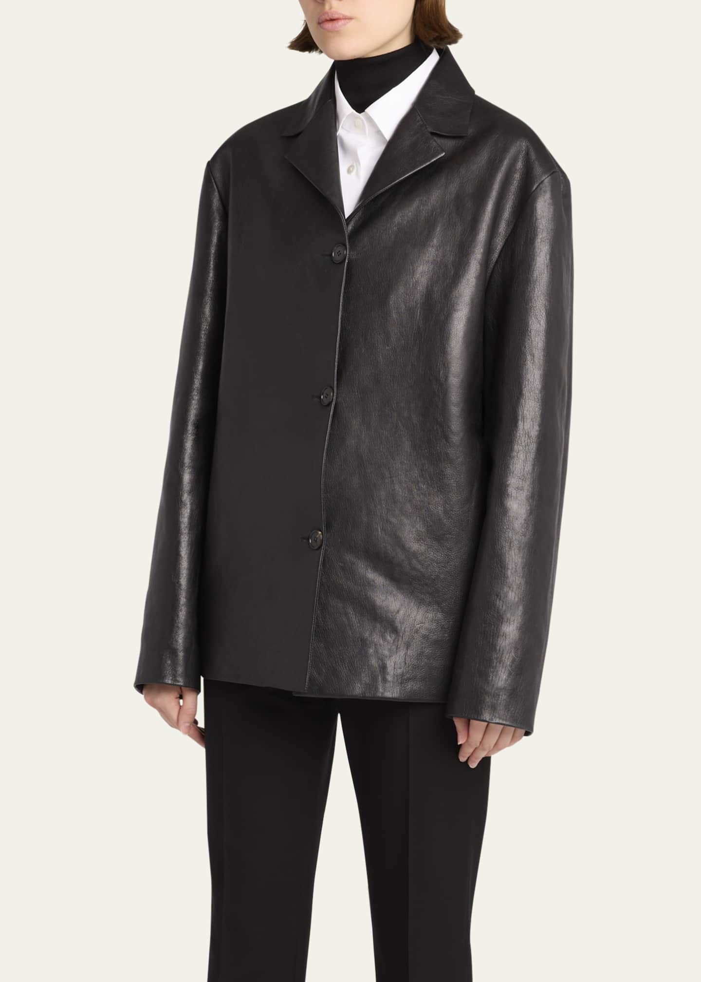THE ROW Fabian Leather Single-Breasted Jacket - Bergdorf Goodman