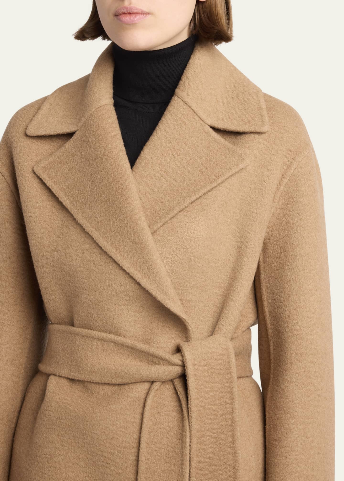 THE ROW Malika Camel Wool Wrap Coat - Bergdorf Goodman