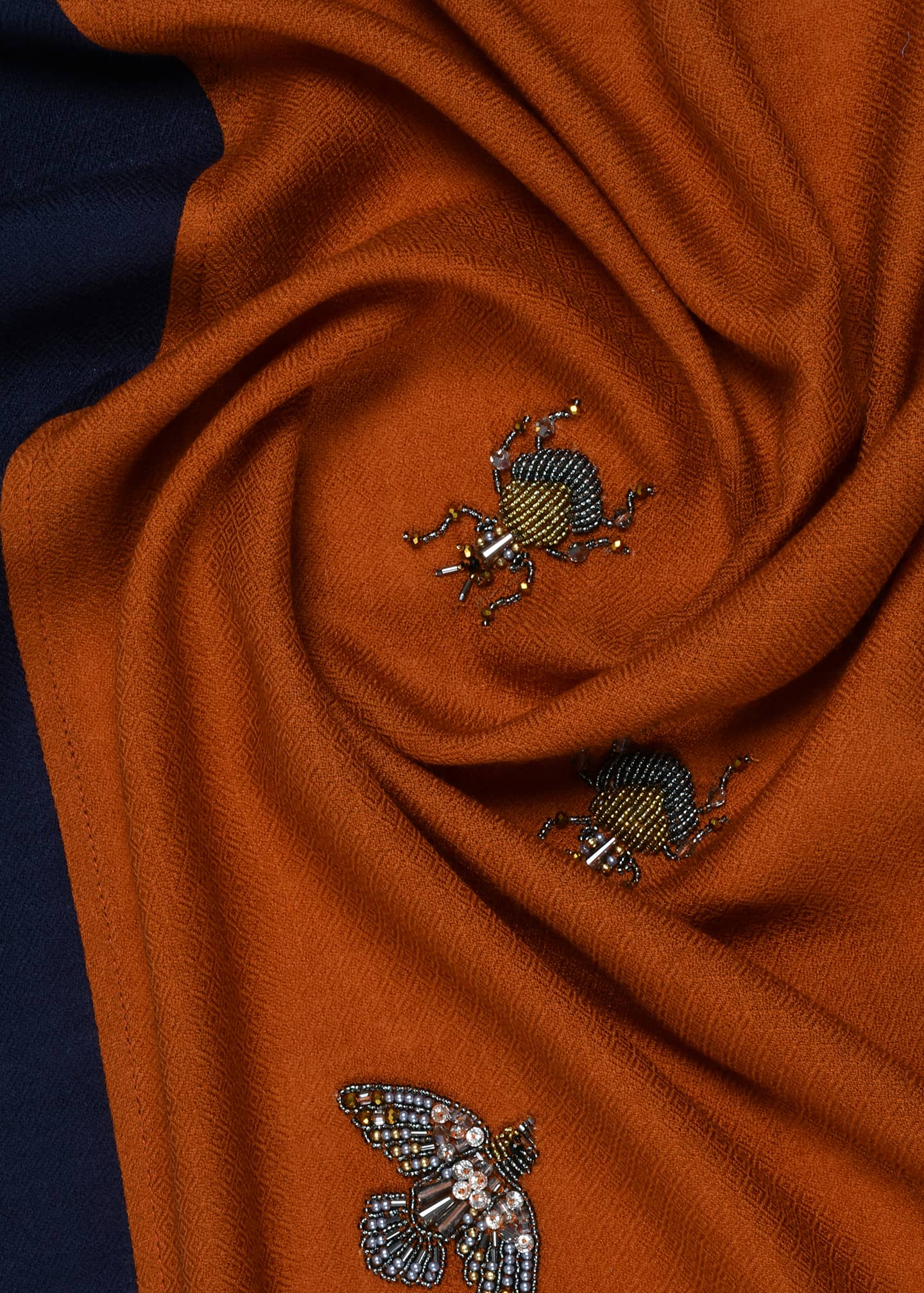 Janavi India Bird & Beetle Beaded Merino Wool Scarf - Bergdorf Goodman