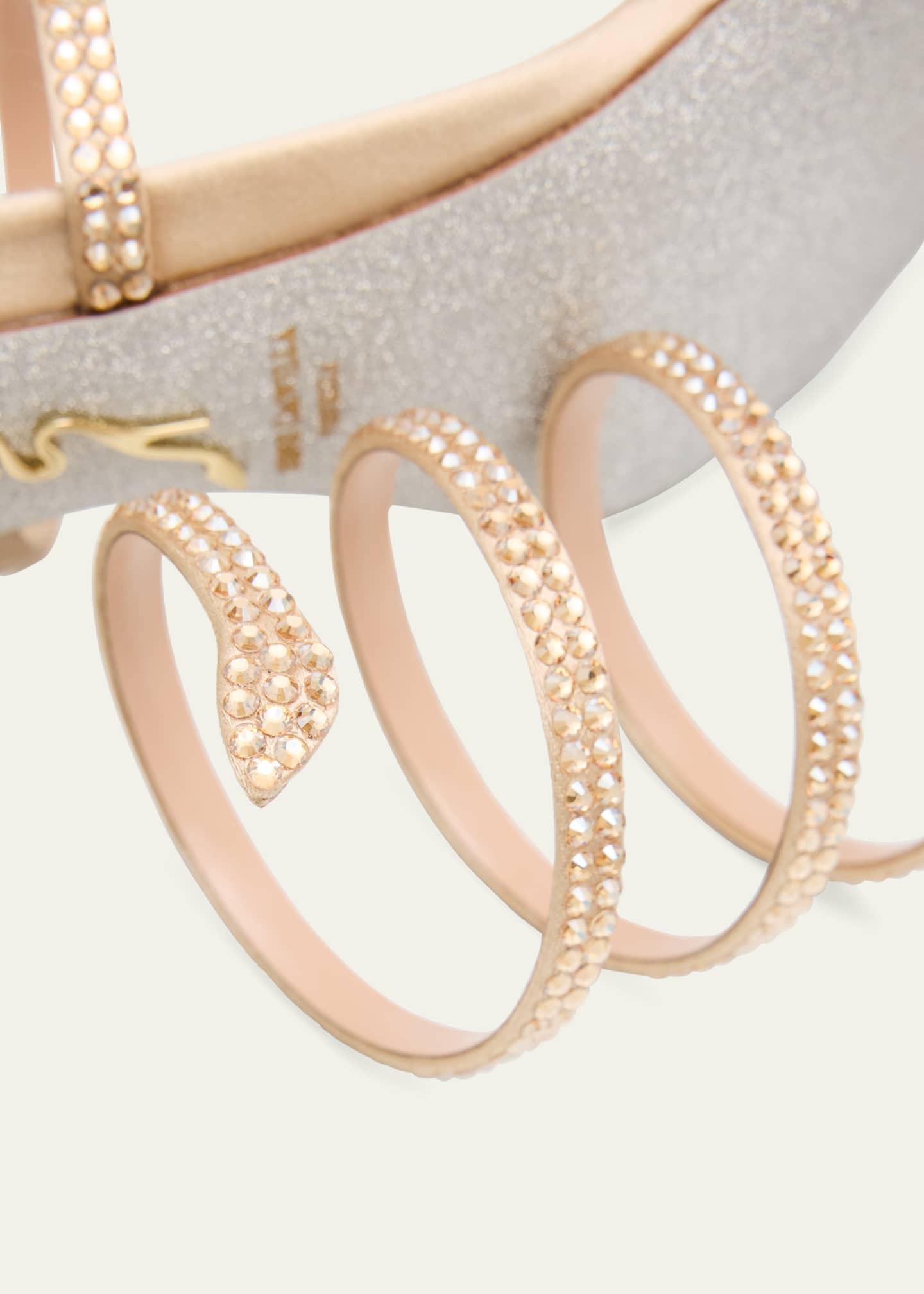 Rene Caovilla Snake Ankle-Wrap Strass Satin Block-Heel Sandals ...