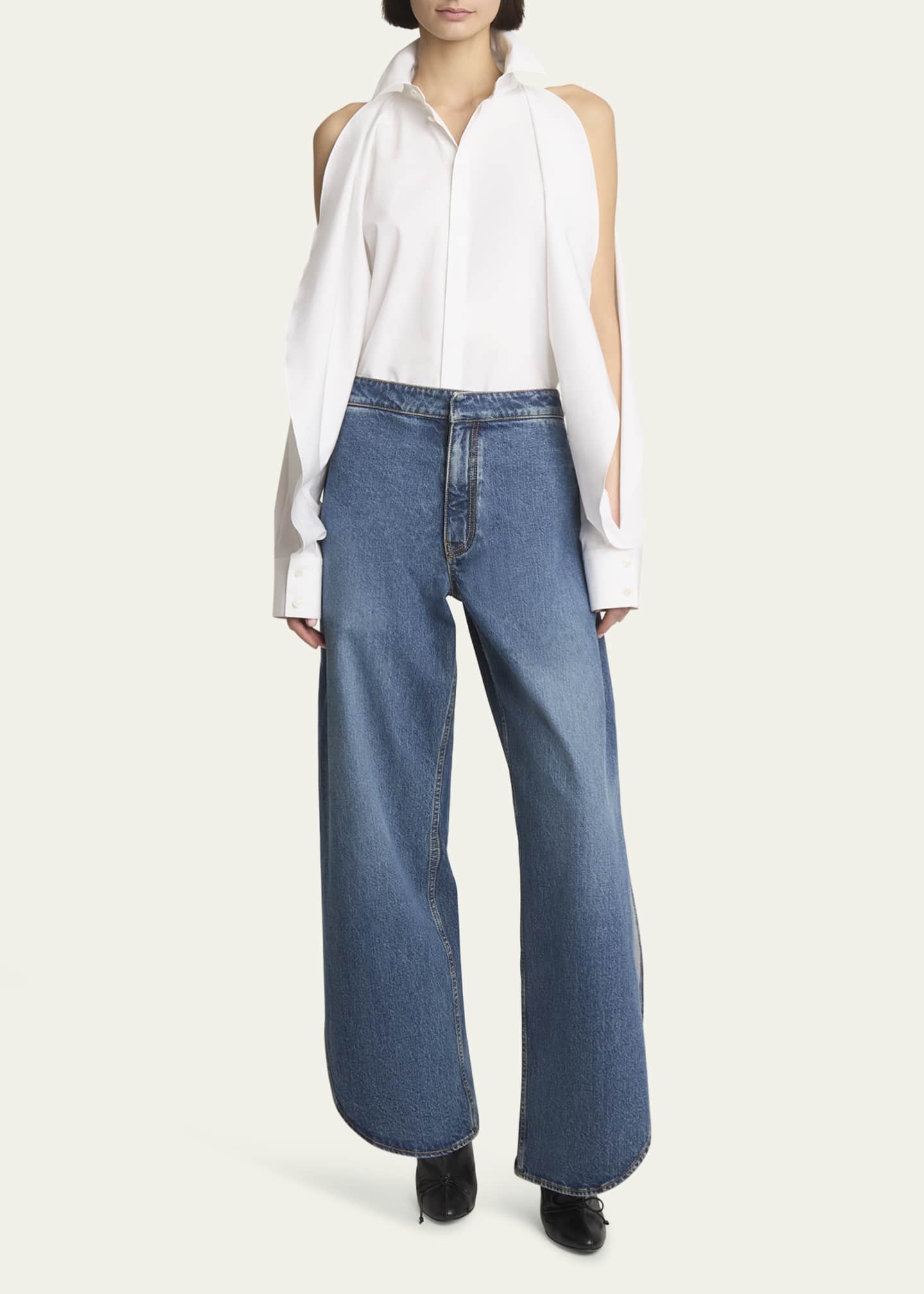 ALAIA Slit Rounded Petal Denim Pants - Bergdorf Goodman