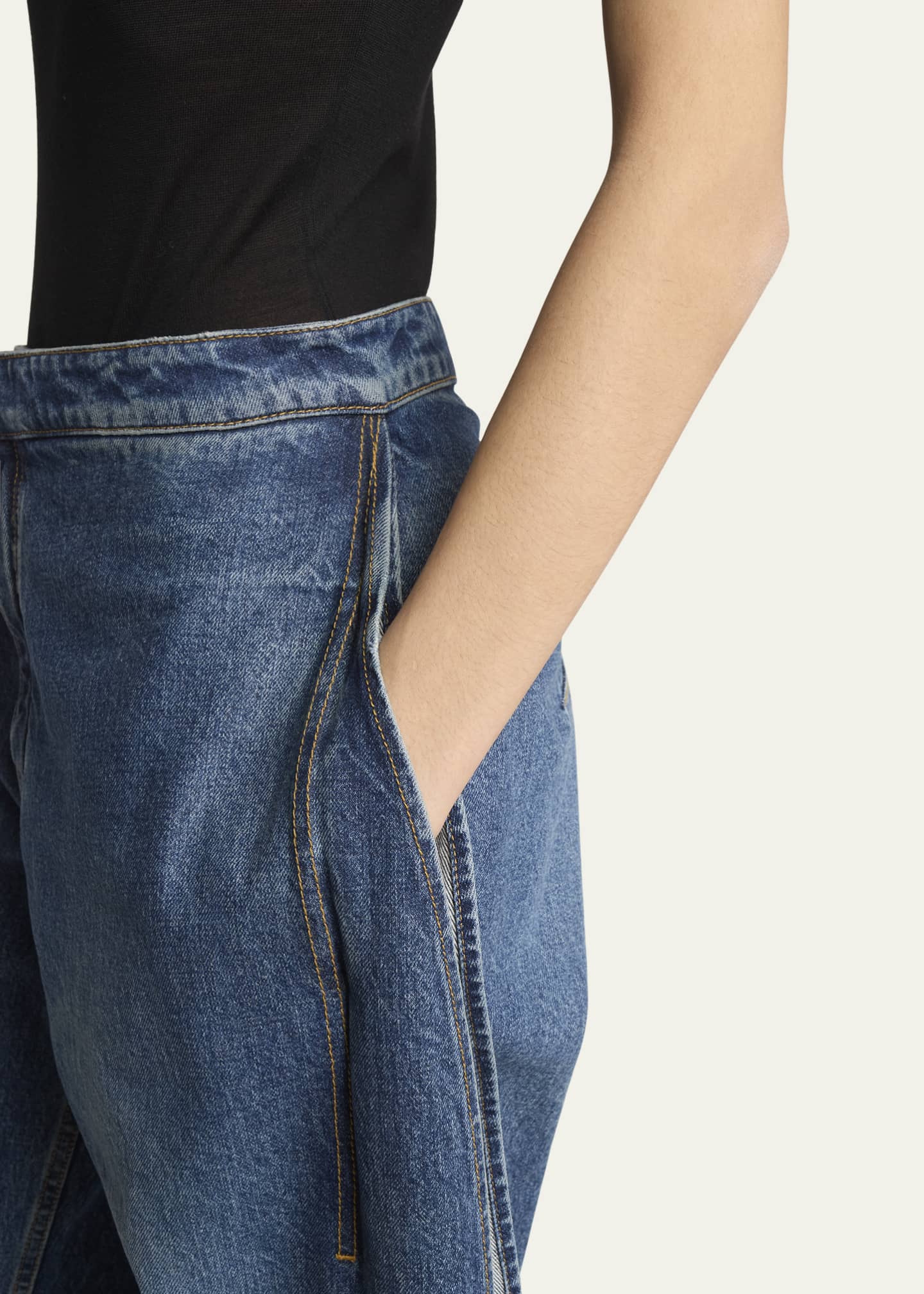 ALAIA Slit Rounded Petal Denim Pants - Bergdorf Goodman