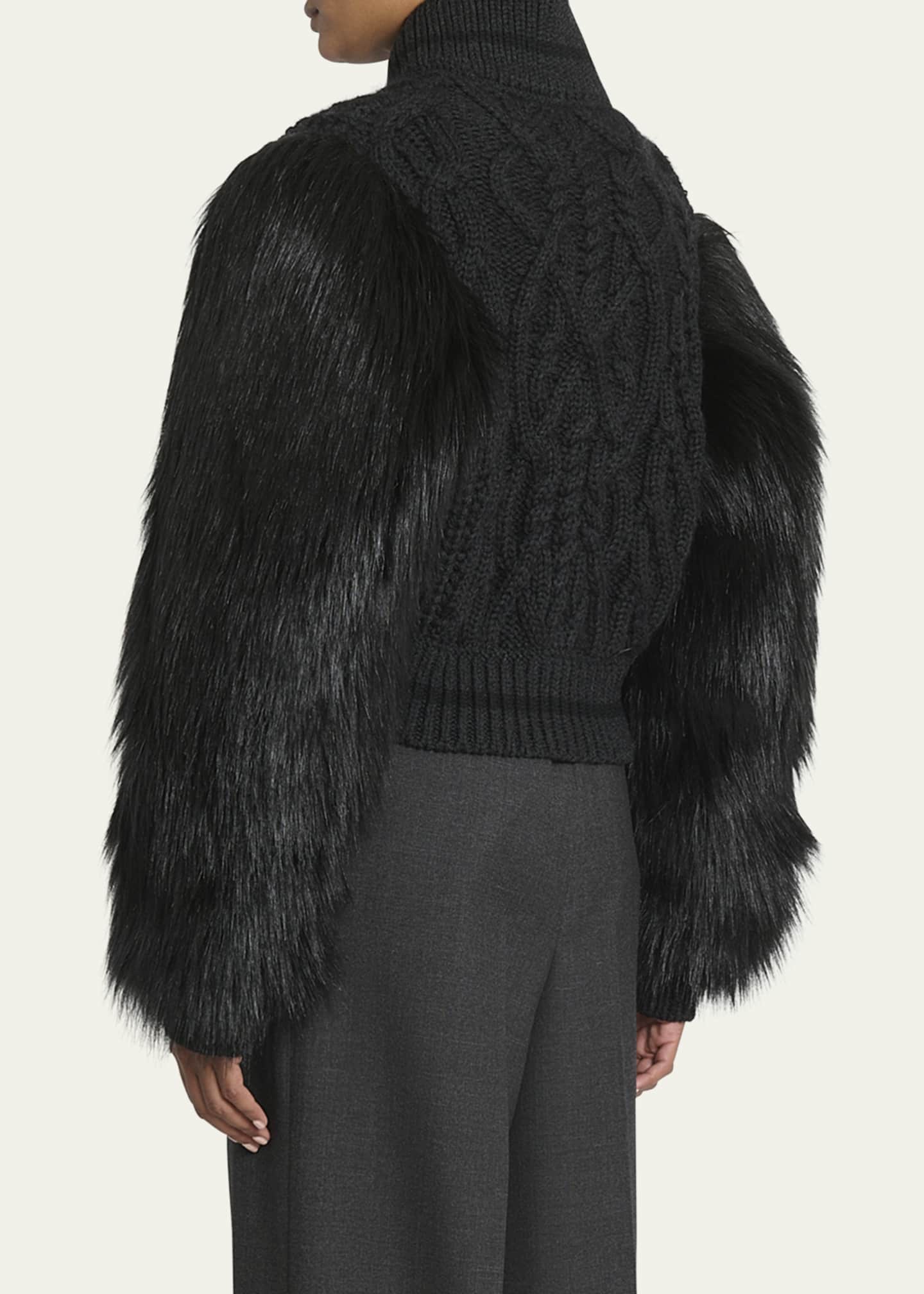 Givenchy Faux Fur Sleeve Cable Wool Varsity Jacket - Bergdorf Goodman