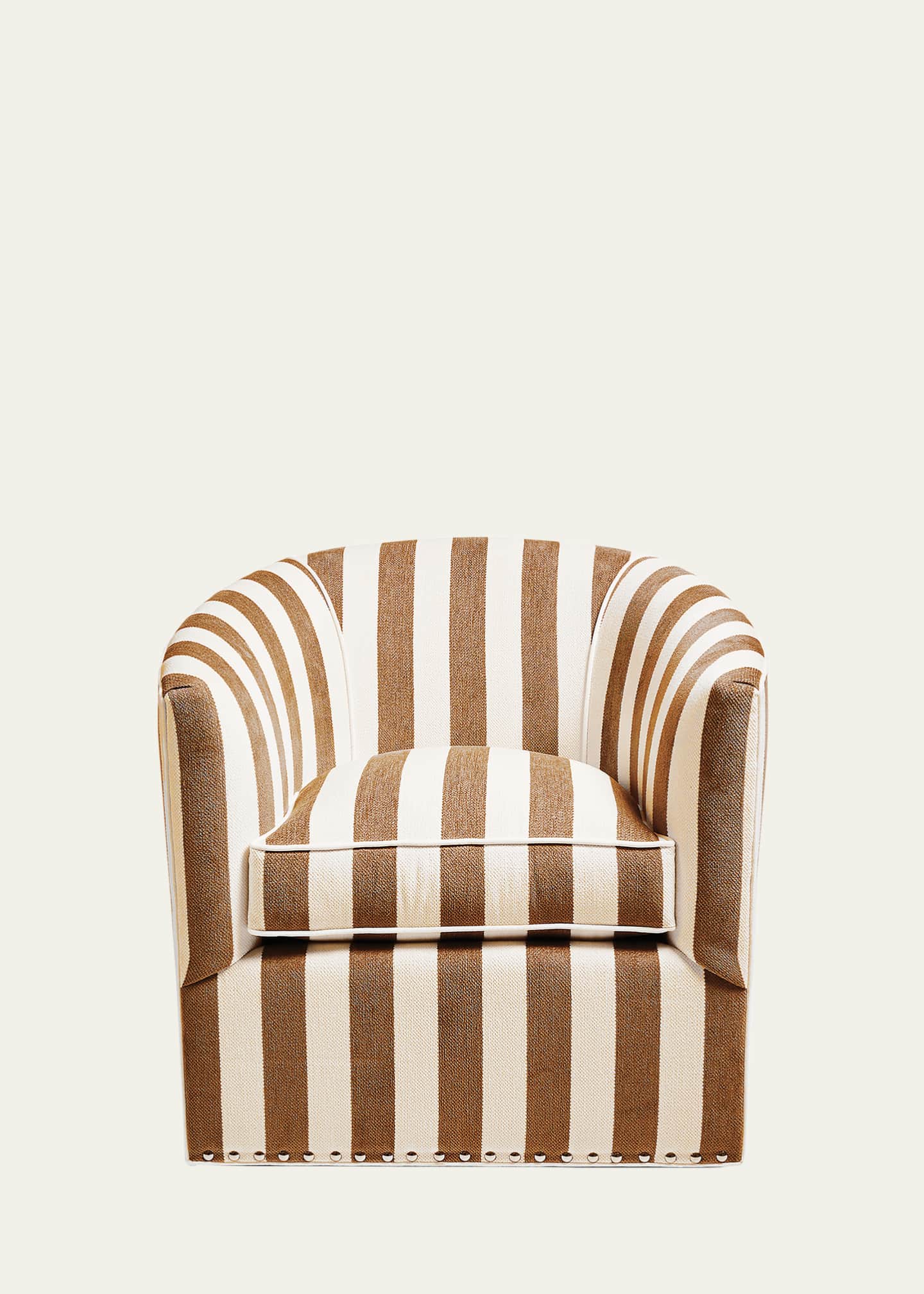 MacKenzie-Childs Marquee Brown Stripe Chenille Swivel Chair - Bergdorf ...