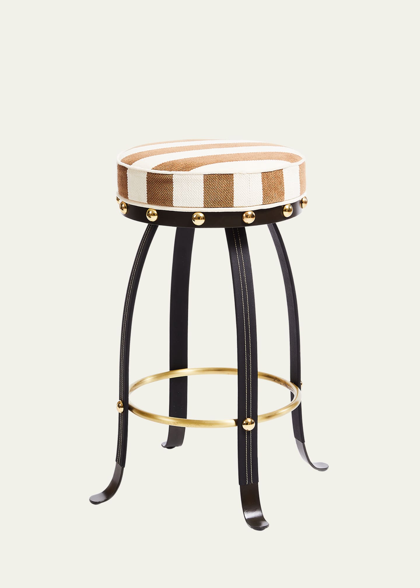 MacKenzie-Childs Flatiron Brown Stripe Bar Stool - Bergdorf Goodman