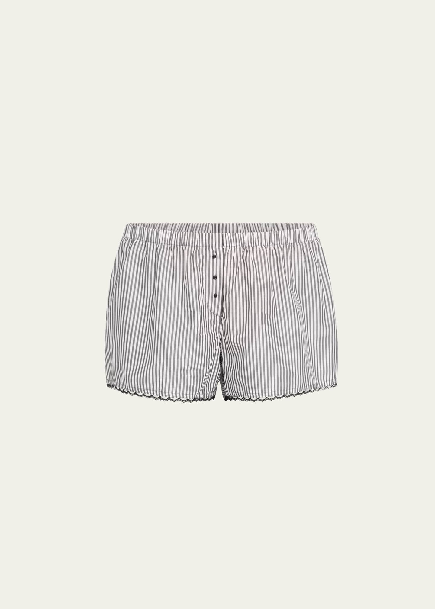 Andine Gigi Striped Lace-Trim Boxers - Bergdorf Goodman
