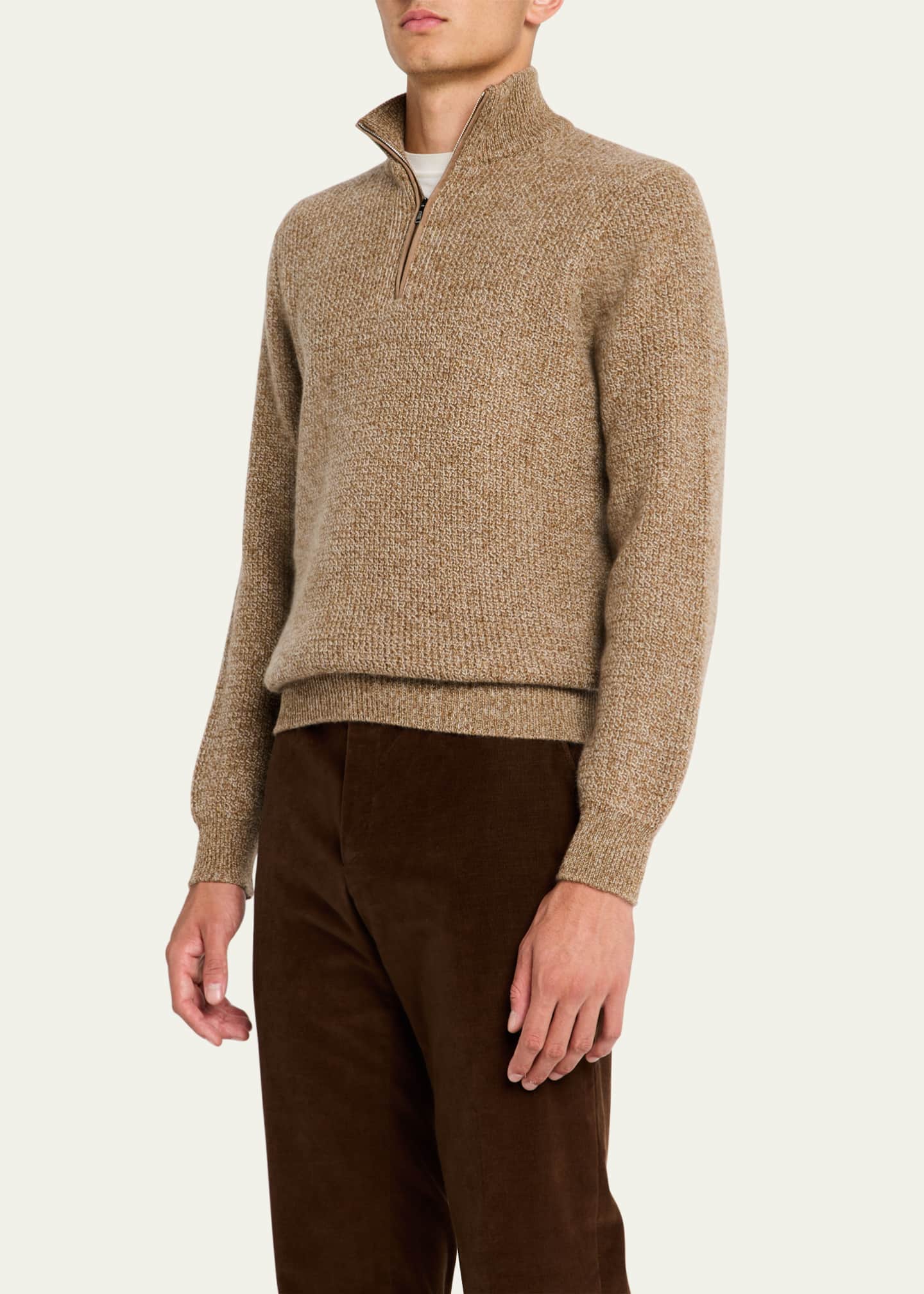 Fioroni Men's Cashmere Mouline Half-Zip Sweater - Bergdorf Goodman