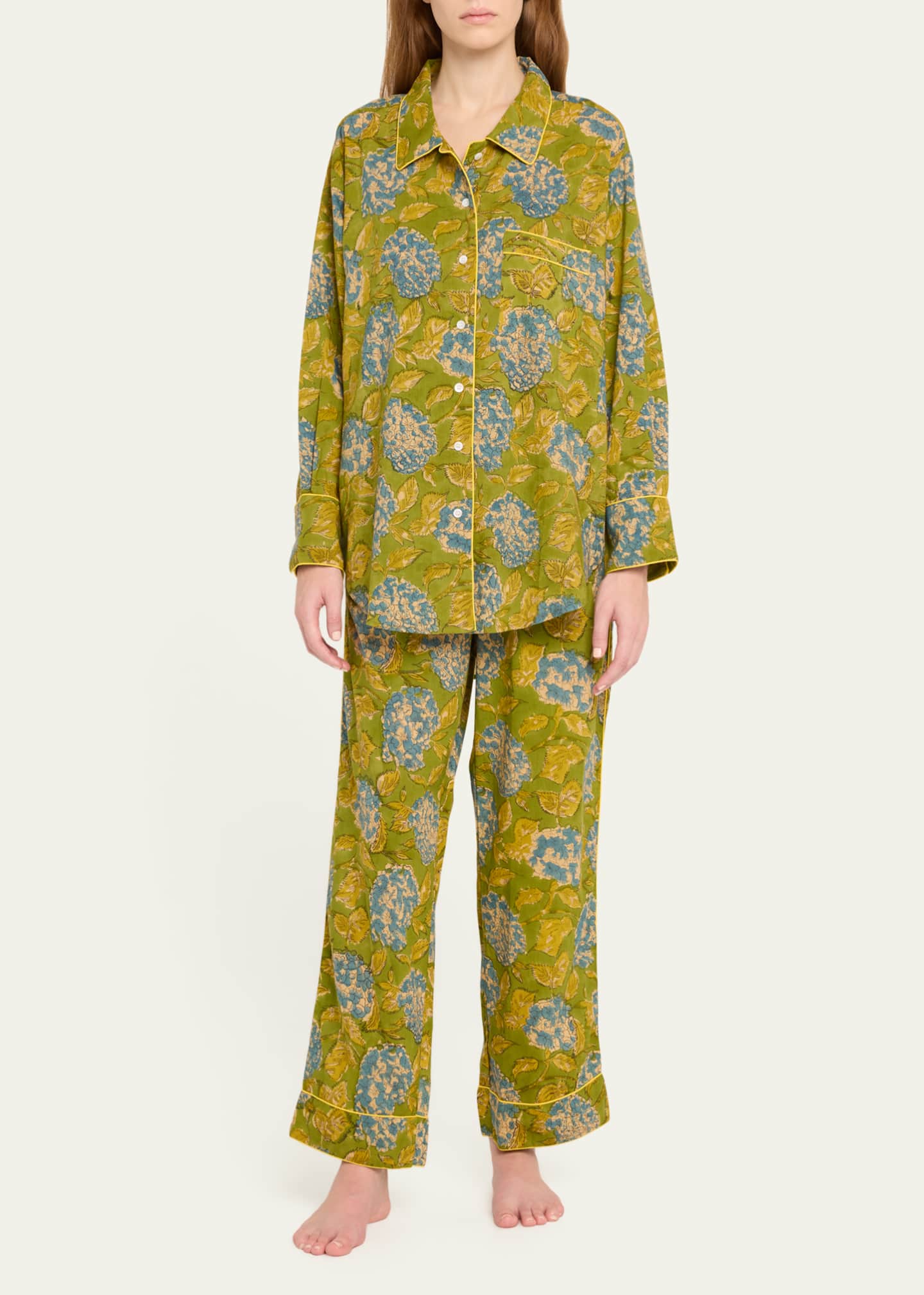 Folkloore Floral-Print Cotton Pajama Set - Bergdorf Goodman