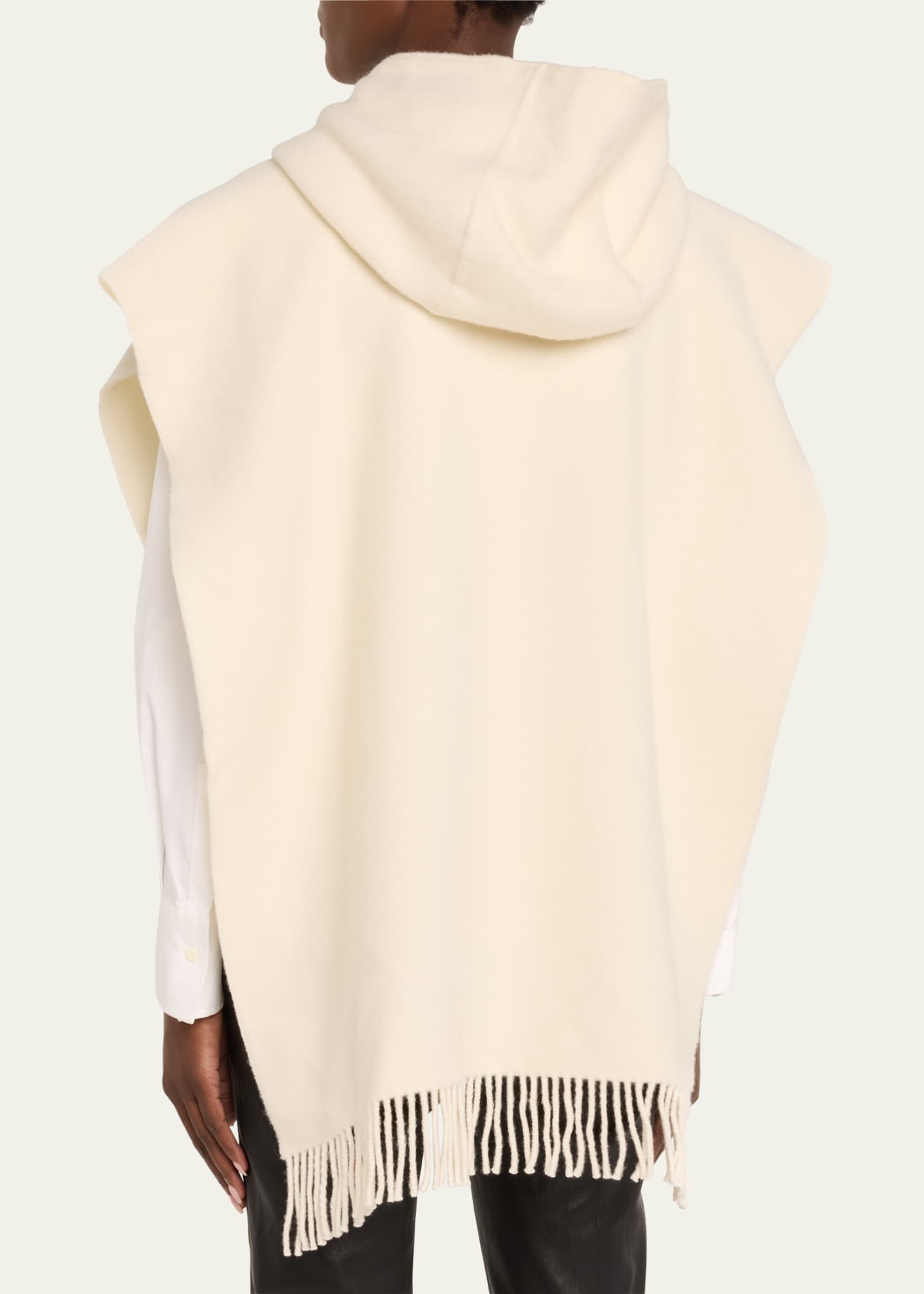 Brunello Cucinelli Double-Face Cashmere Hooded Poncho with Fringe ...