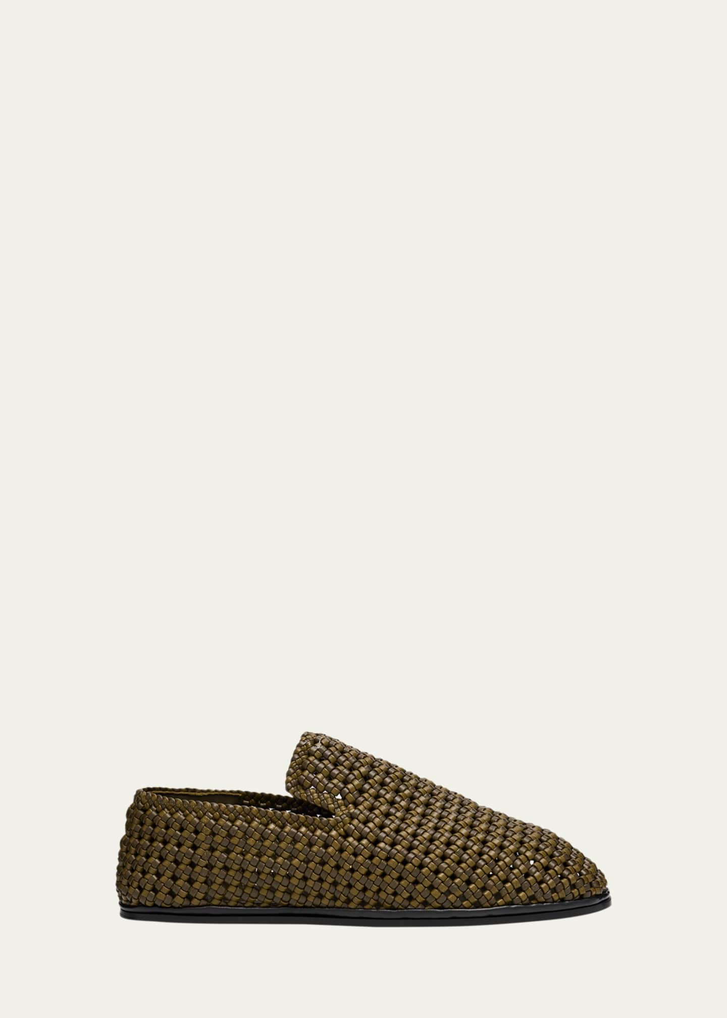 Bottega Veneta Men's Sunday Crochet Leather Slippers - Bergdorf Goodman