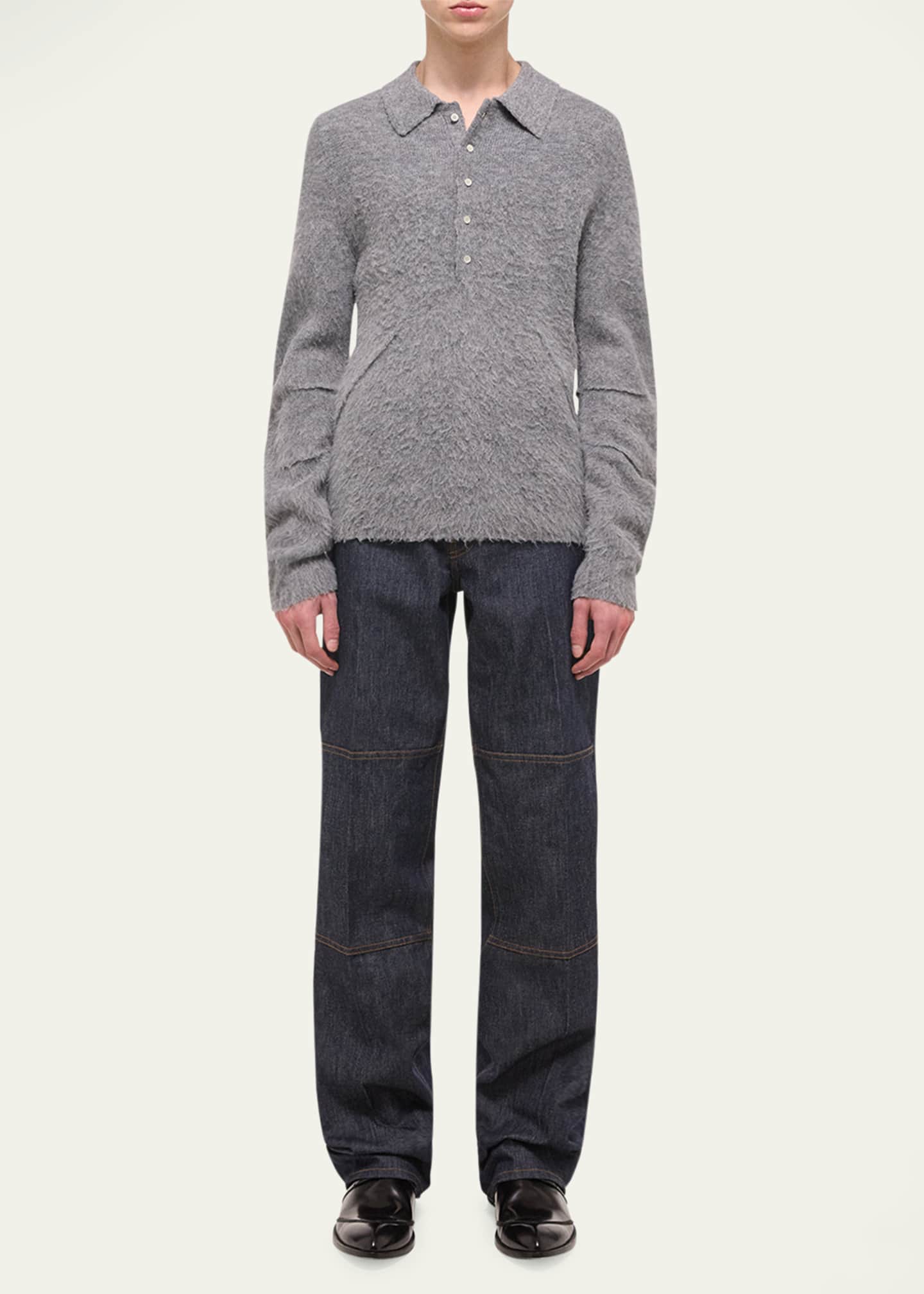 Helmut Lang Men's Apex Brushed Knit Polo Shirt - Bergdorf Goodman