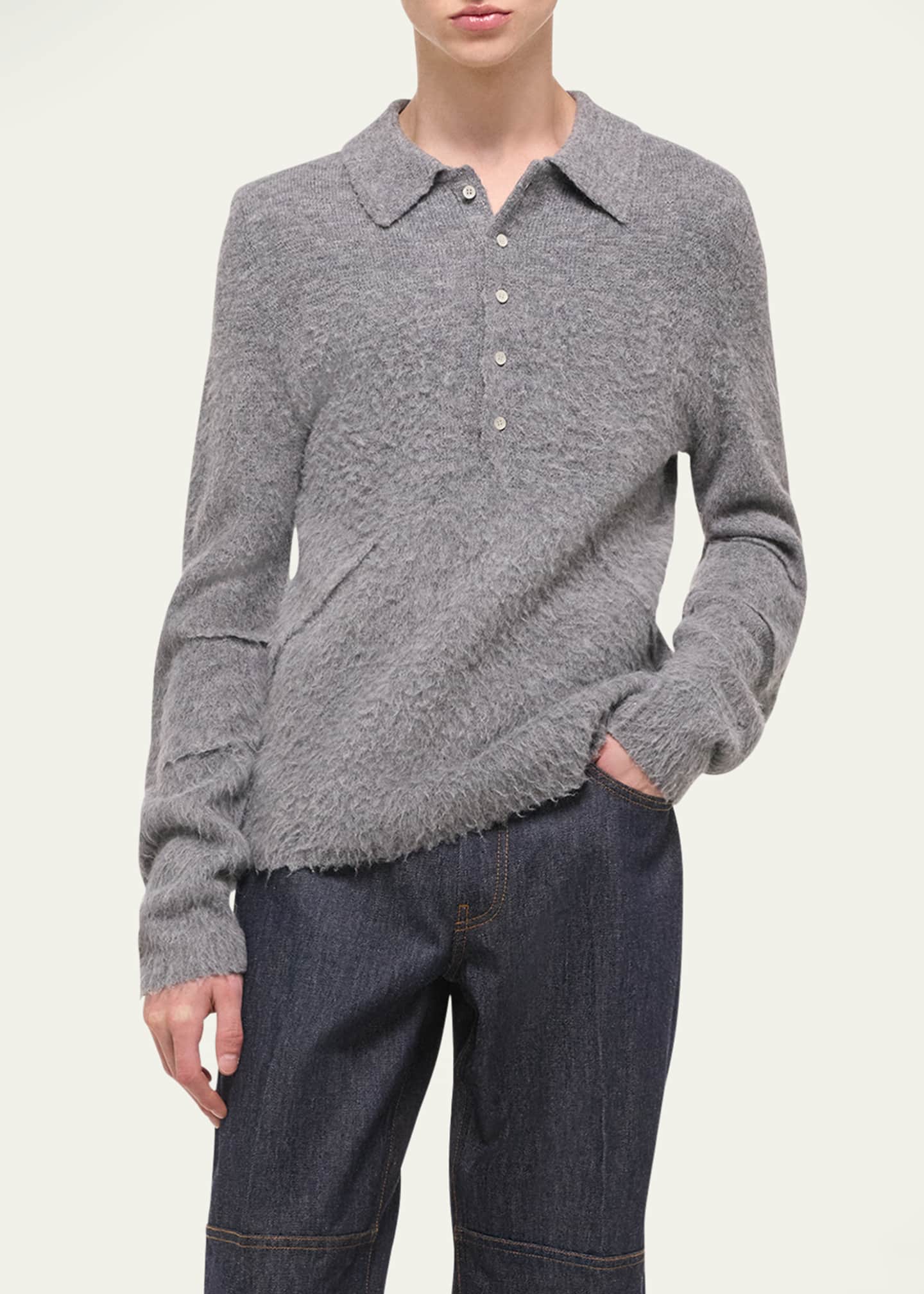 Helmut Lang Men's Apex Brushed Knit Polo Shirt - Bergdorf Goodman