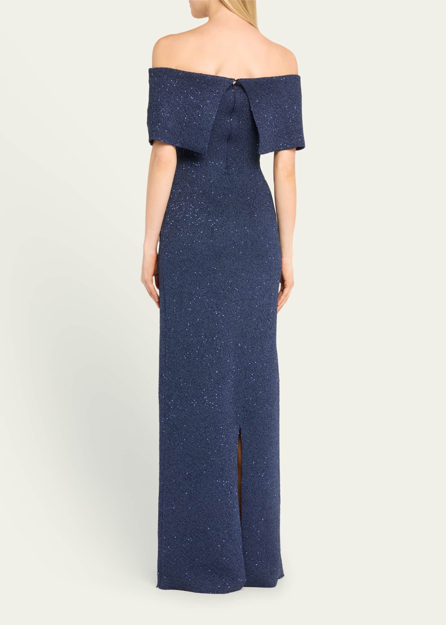Lela Rose Paillette Knit Off-The-Shoulder Gown - Bergdorf Goodman