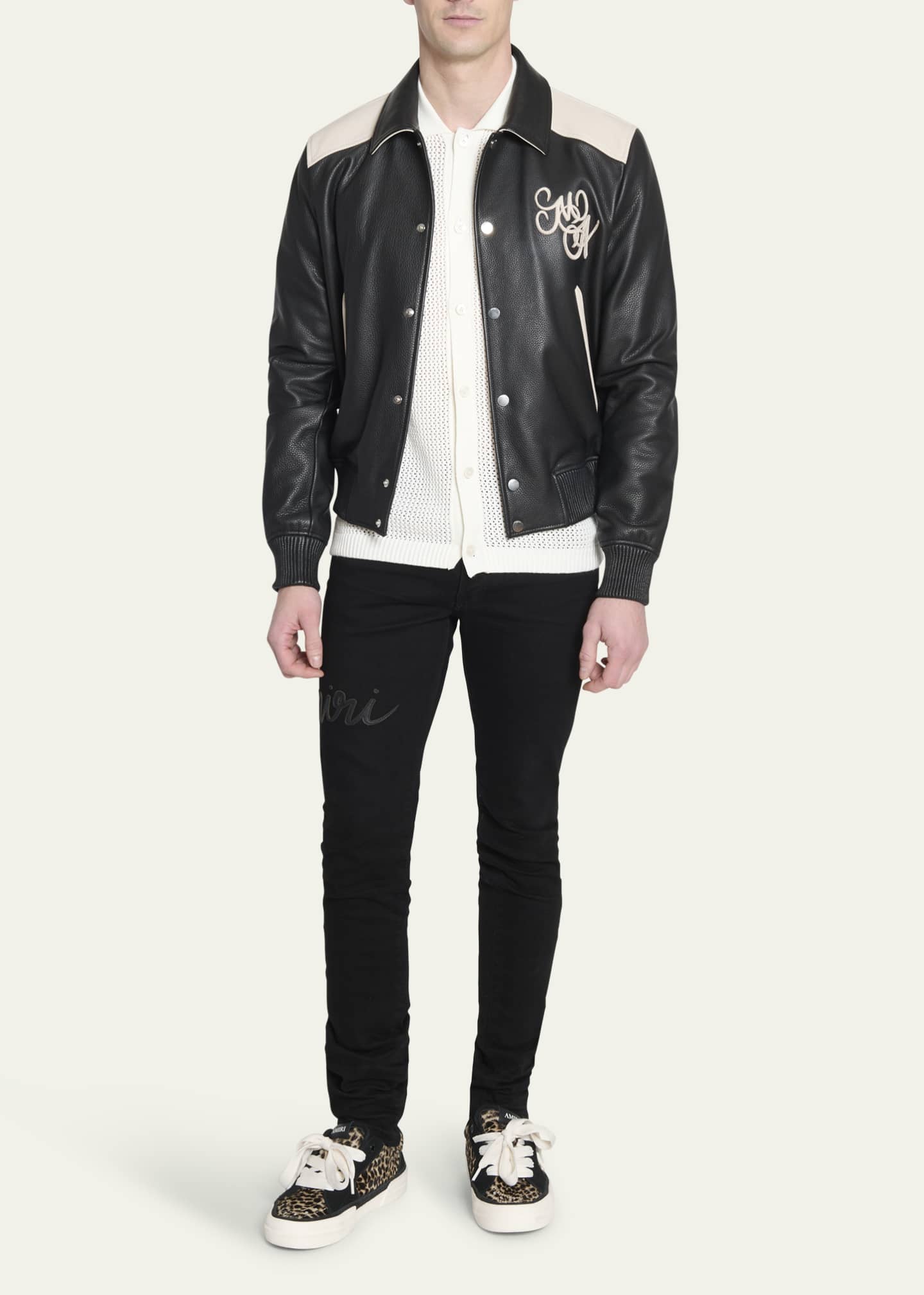 Amiri Men's MA Swirl Leather Jacket - Bergdorf Goodman