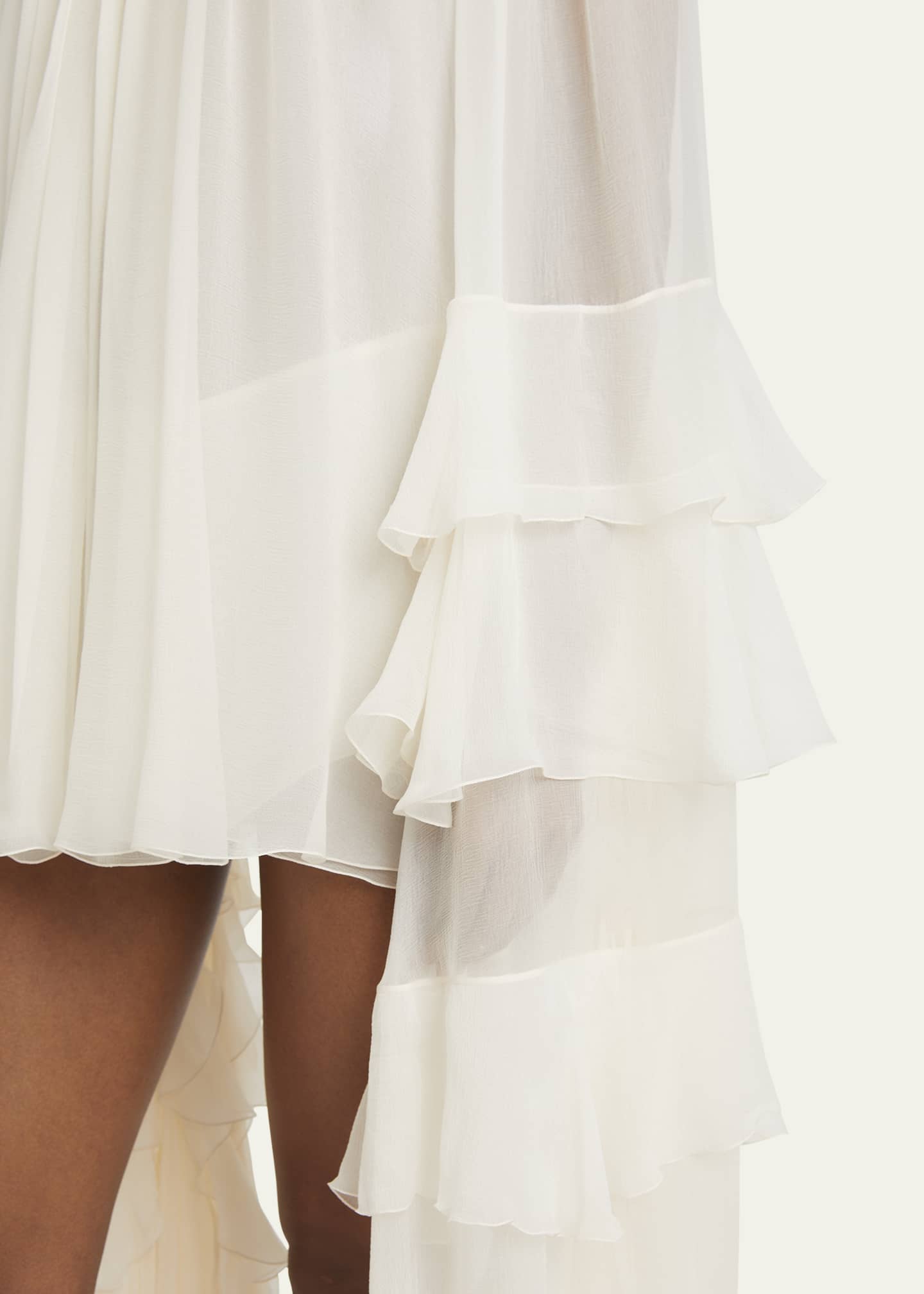 Chloe Draped Ruffle Sleeve Silk Mousseline Ruffle Mini Dress - Bergdorf ...