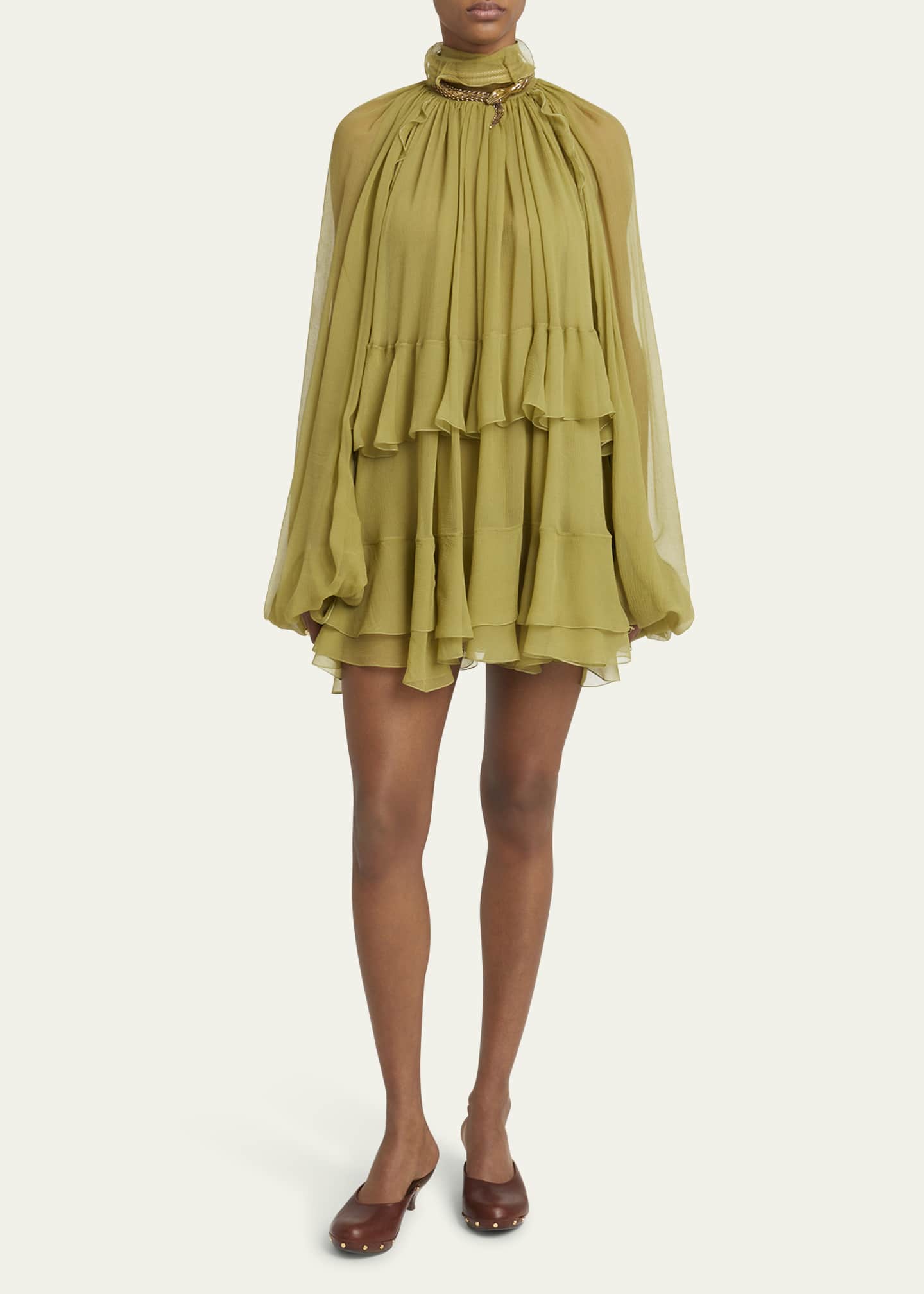 Chloe Tiered Ruffle Silk Mousseline Mini Dress - Bergdorf Goodman