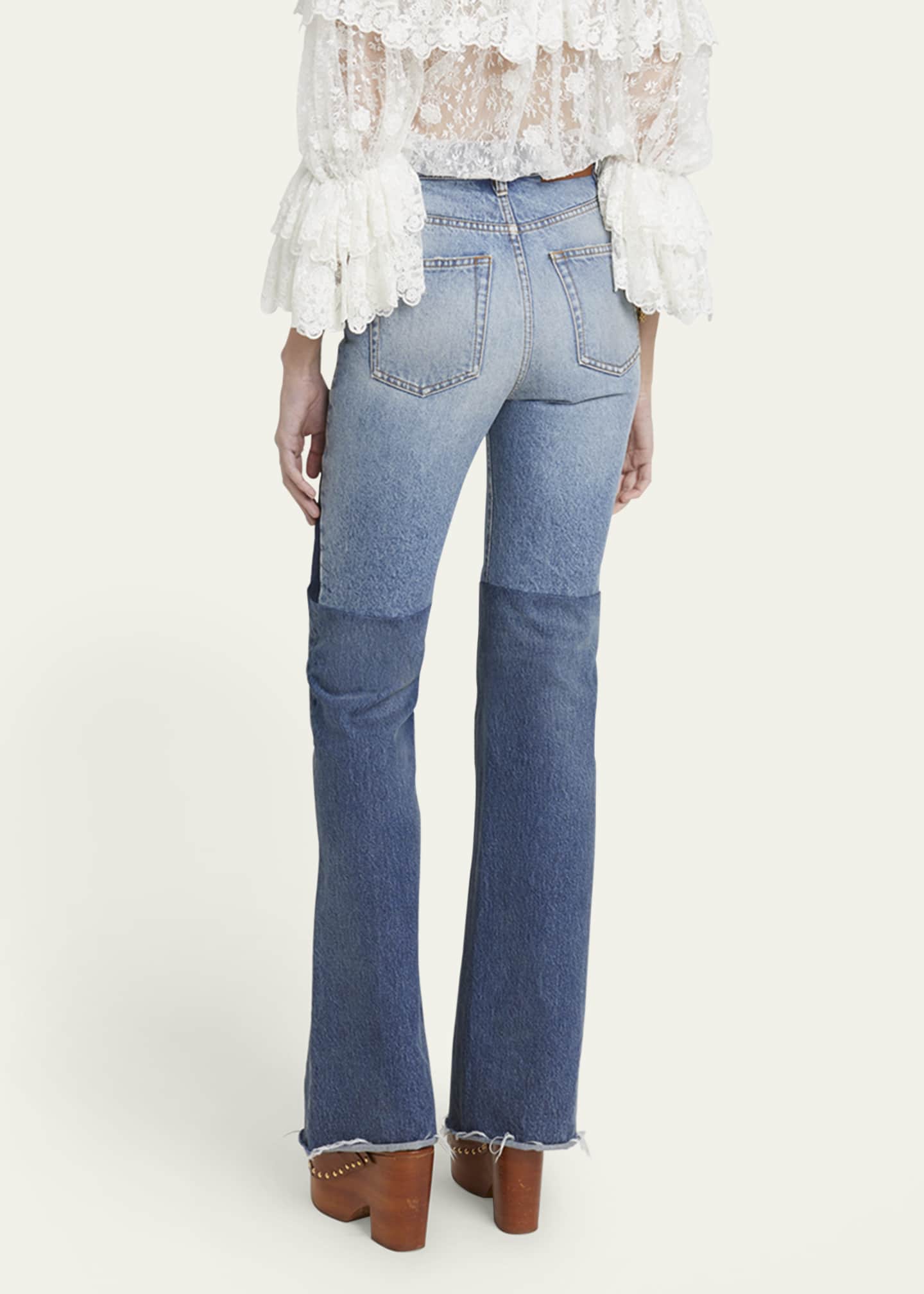 Chloe Denim Patchwork Flare Leg Pants - Bergdorf Goodman