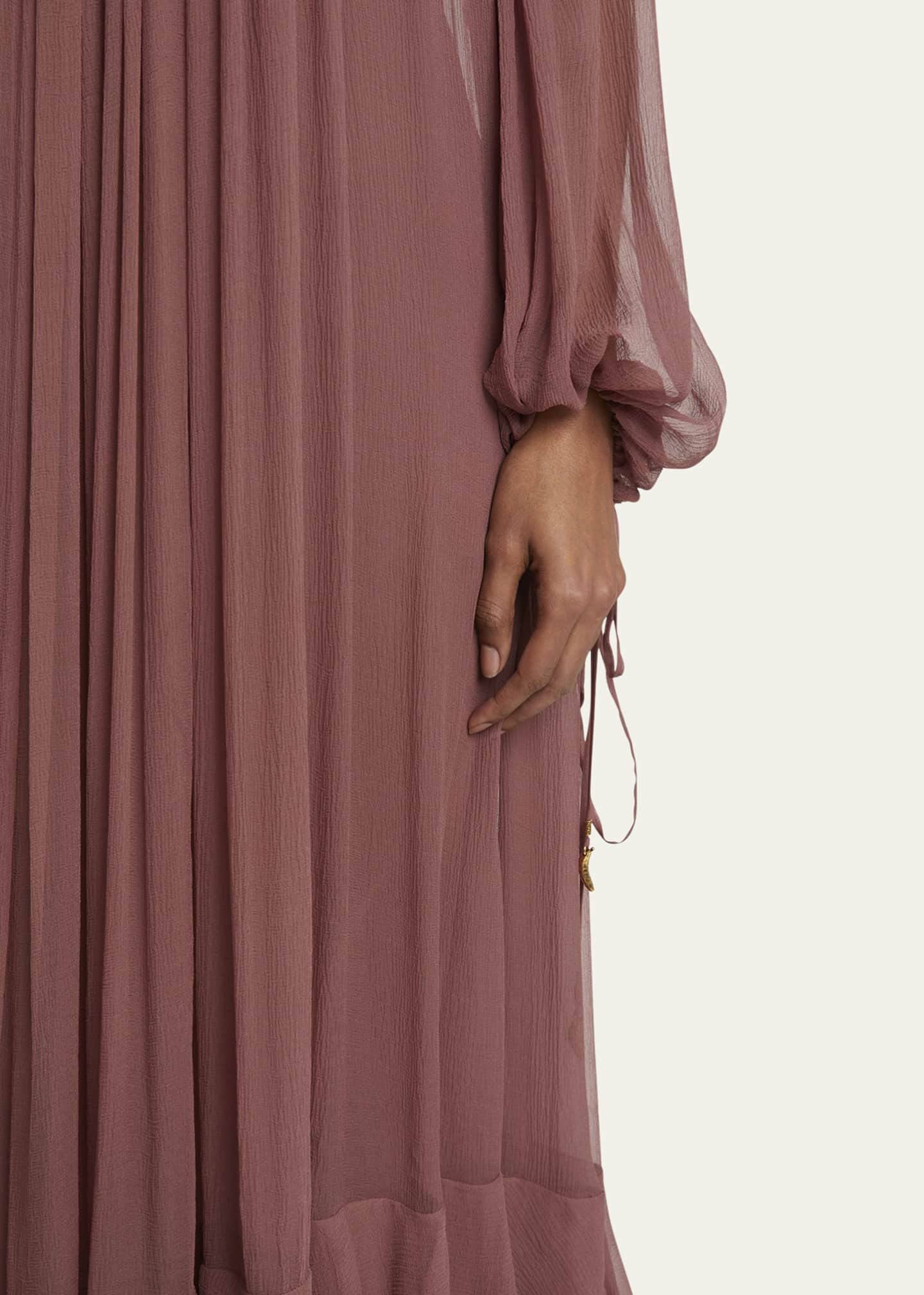 Chloe Maxi Ruffled Mock Neck Silk Mousseline Dress - Bergdorf Goodman