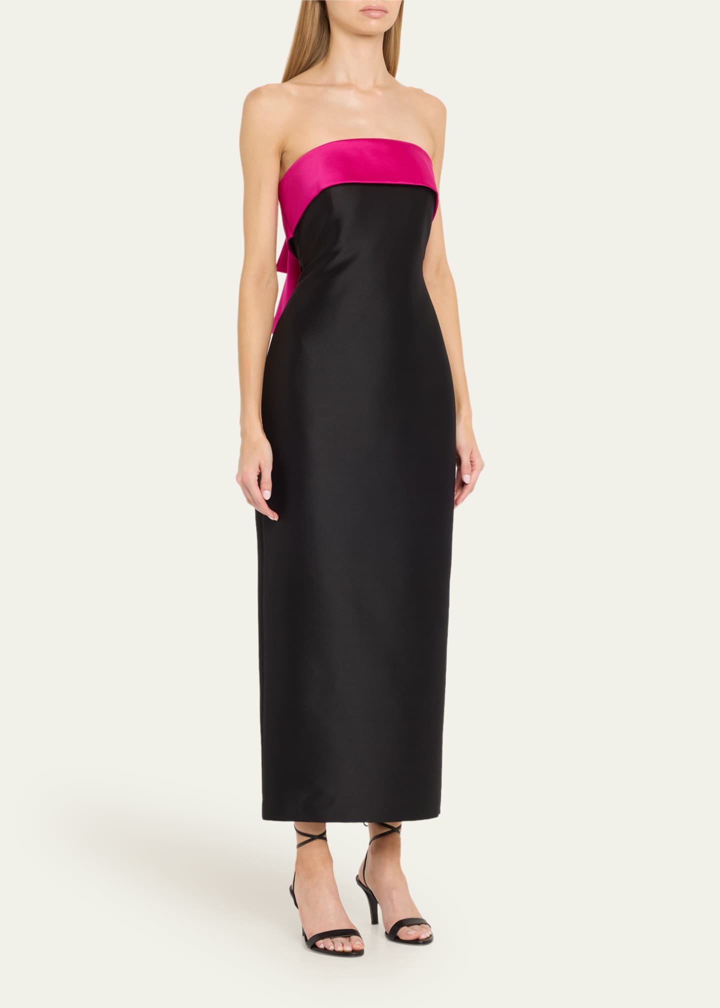 Badgley Mischka Collection Strapless Two-Tone Bow Midi Dress - Bergdorf ...