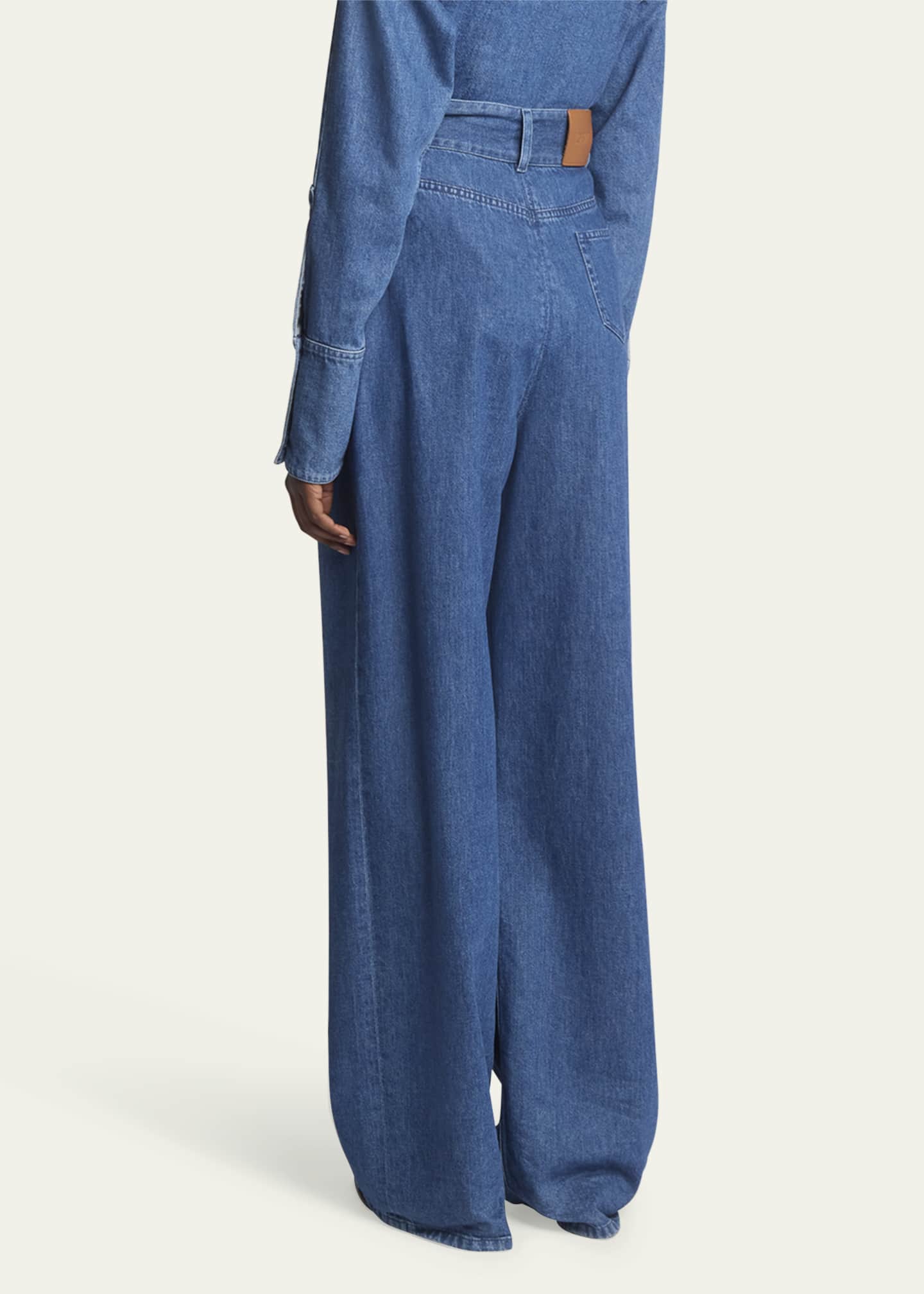 Loewe High-Waist Pleated Wrap Jeans - Bergdorf Goodman
