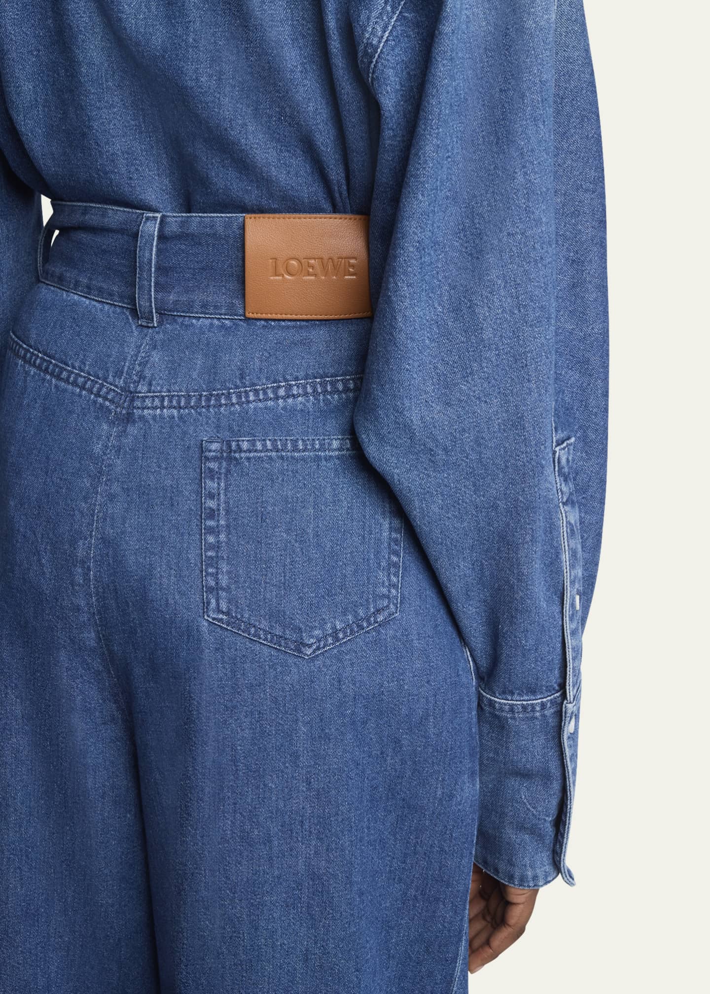 Loewe High-Waist Pleated Wrap Jeans - Bergdorf Goodman