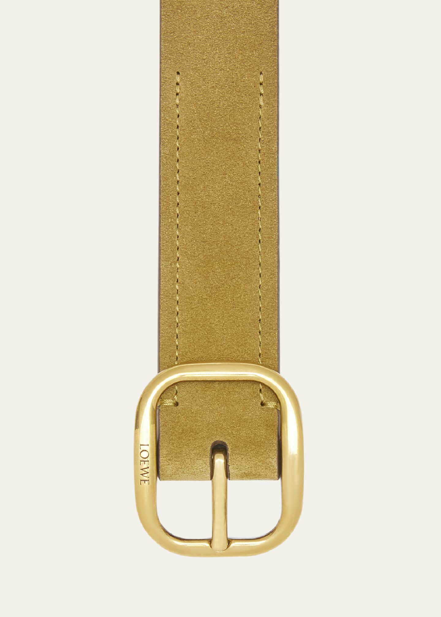 Loewe Calf Leather Curved Buckle Belt - Bergdorf Goodman