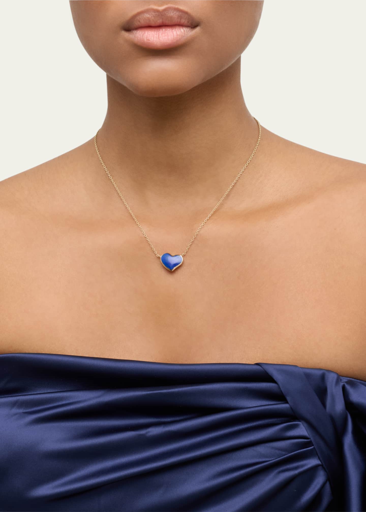 Jan Leslie Single Heart Gemstone Pendant Necklace, 18"L - Bergdorf Goodman