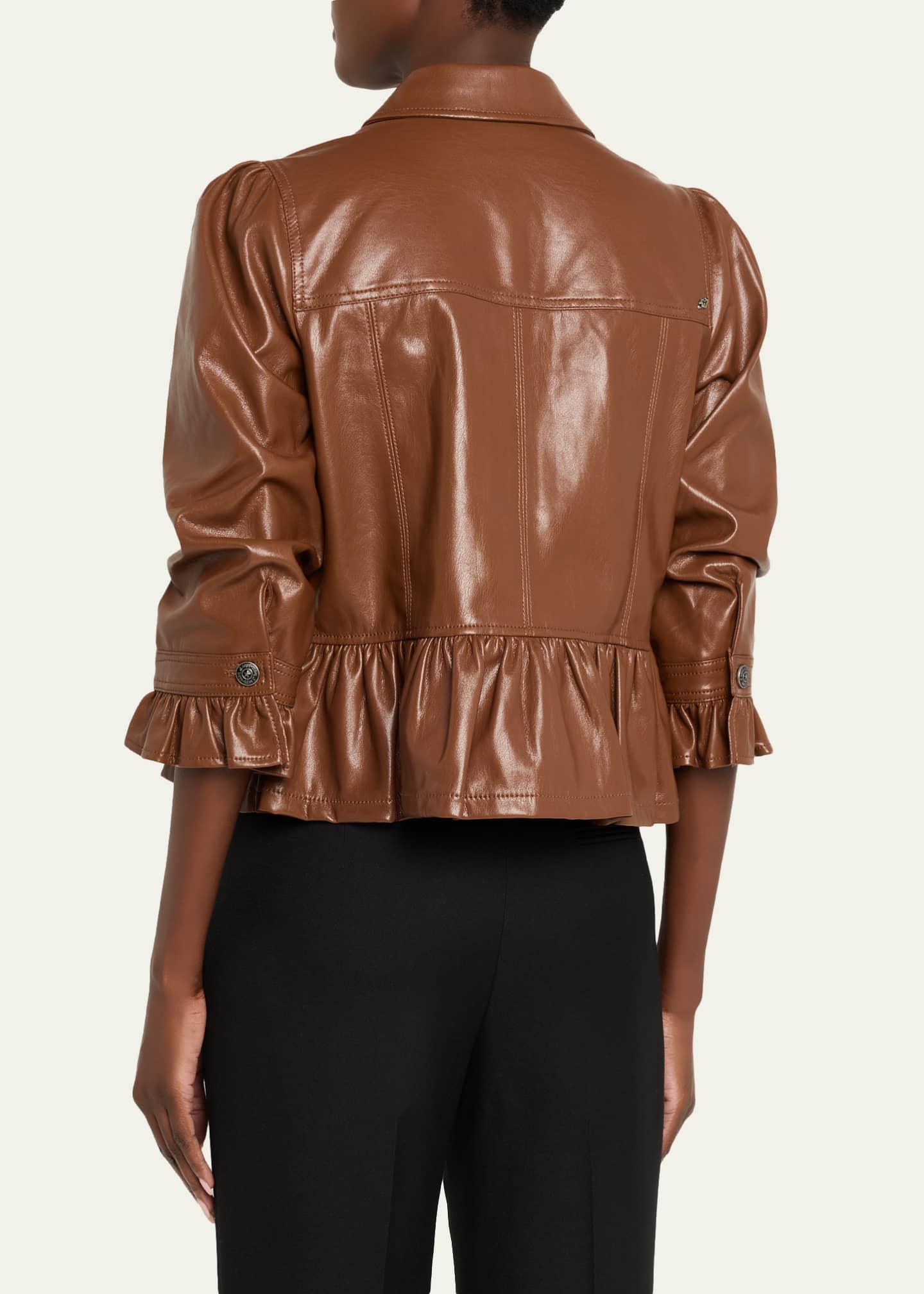 Cinq a Sept Delanie Ruffled Vegan Leather Jacket - Bergdorf Goodman