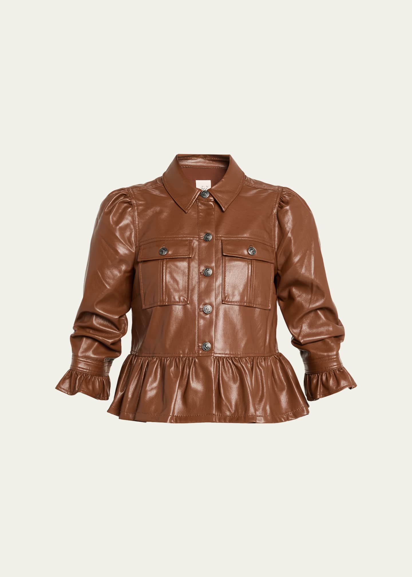 Cinq a Sept Delanie Ruffled Vegan Leather Jacket - Bergdorf Goodman