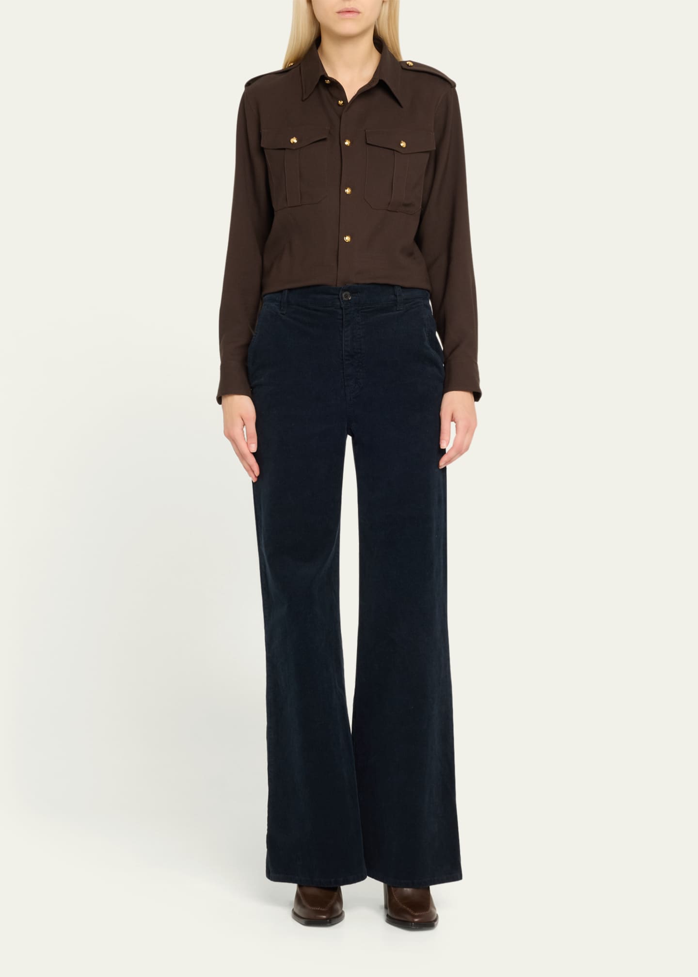 Nili Lotan Jeanette Button Down Wool Top - Bergdorf Goodman