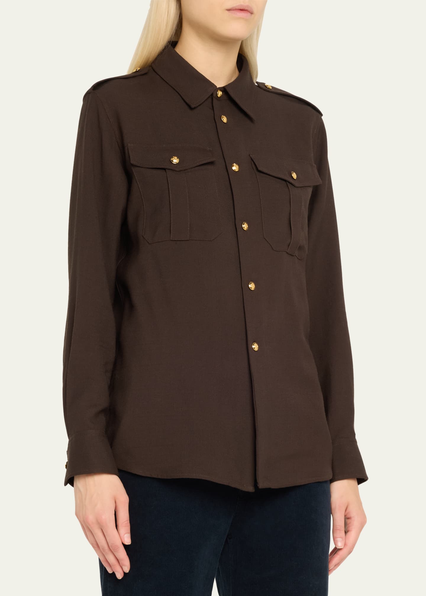 Nili Lotan Jeanette Button Down Wool Top - Bergdorf Goodman