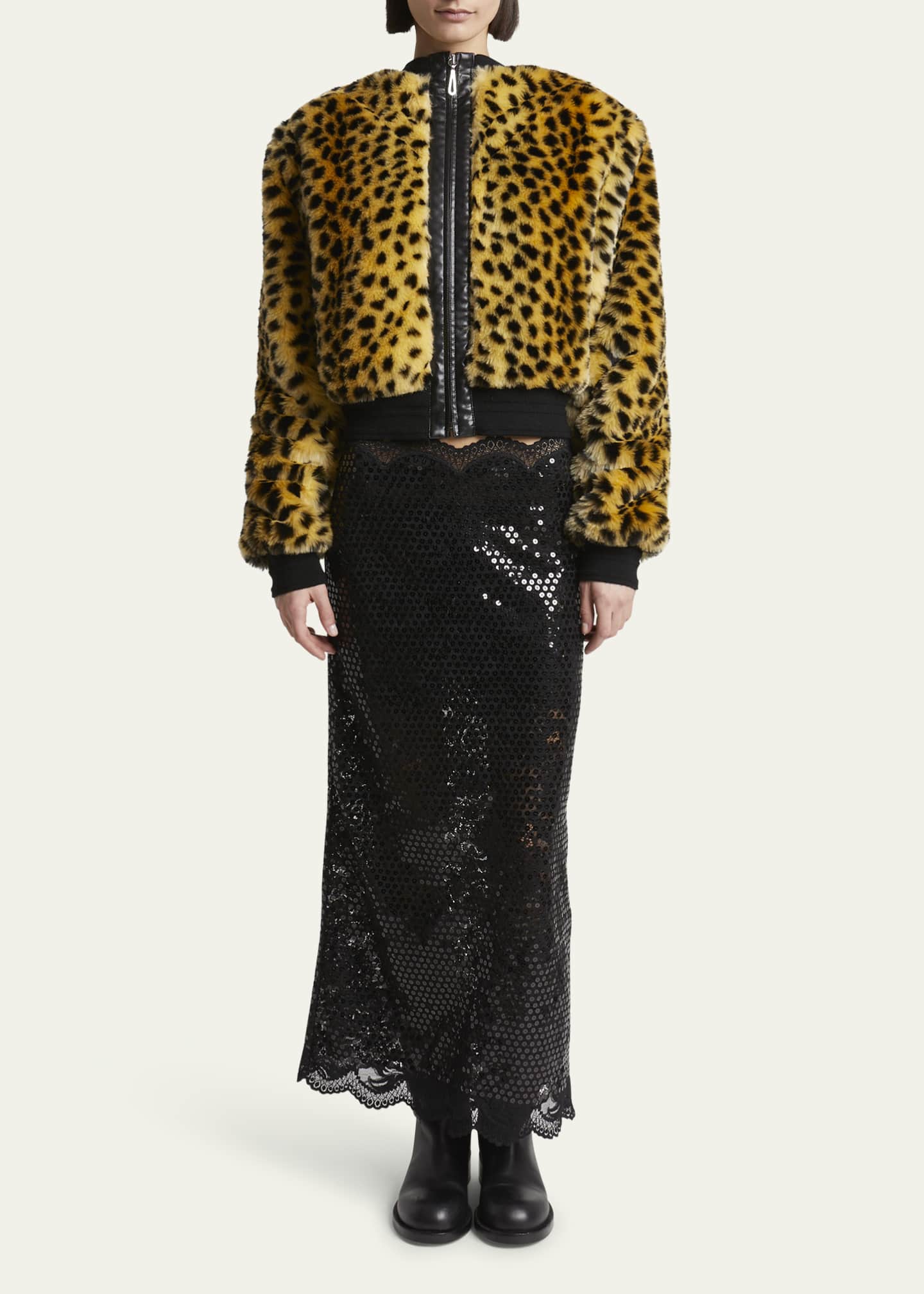 Rabanne Faux Fur Leopard Print Zip Up Jacket - Bergdorf Goodman