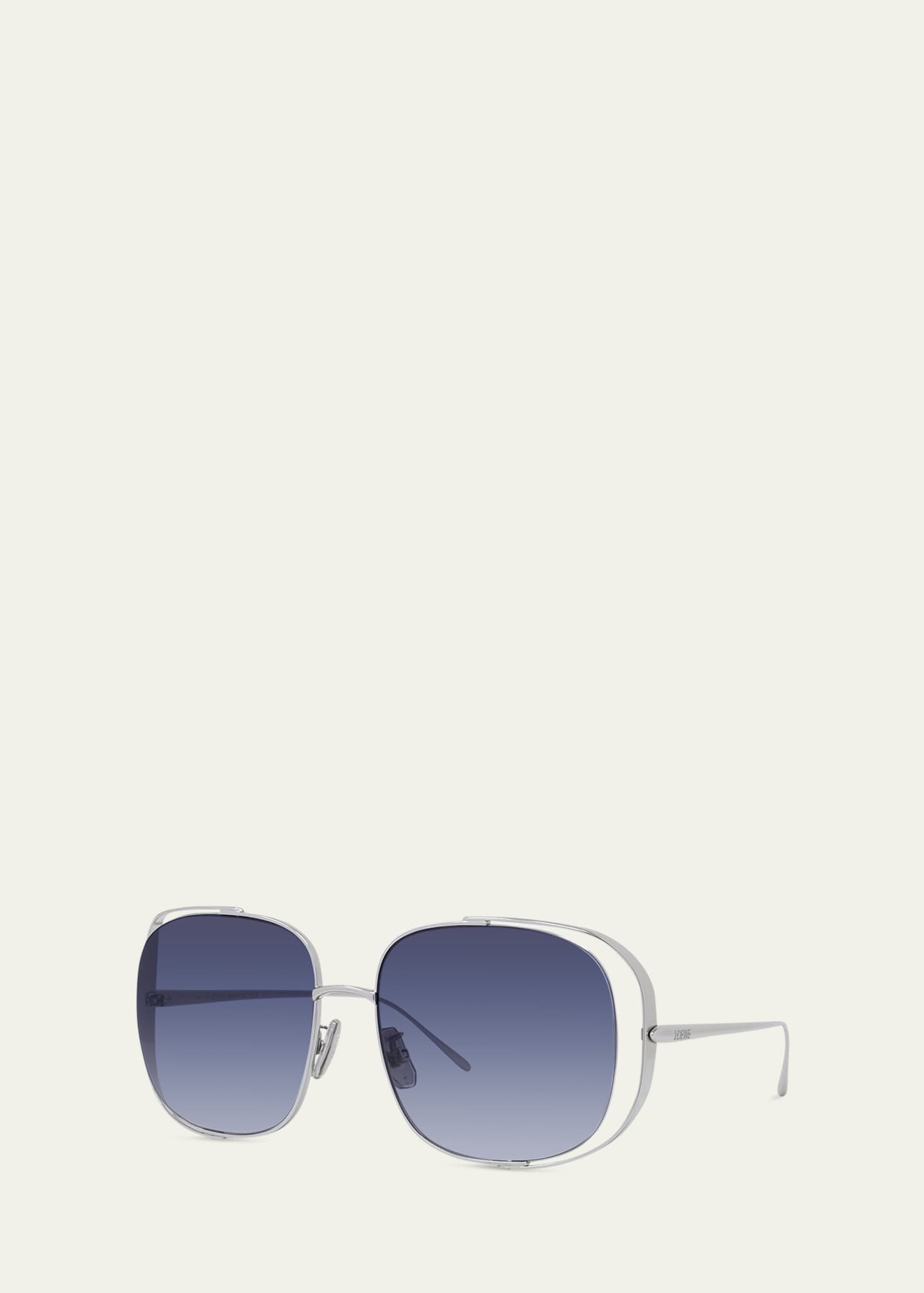 Loewe Metal Logo-Print Rectangle Sunglasses - Bergdorf Goodman