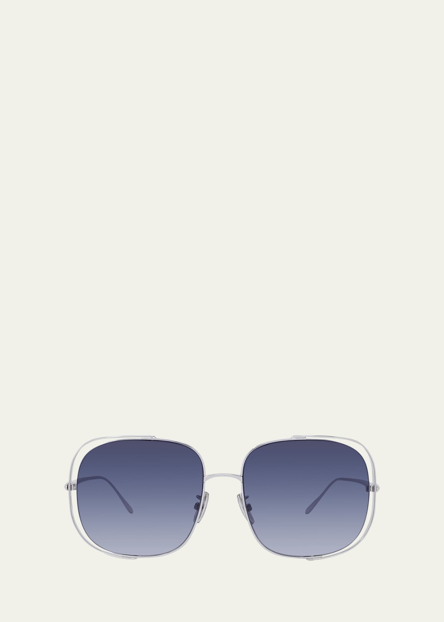 Loewe Metal Logo-Print Rectangle Sunglasses - Bergdorf Goodman