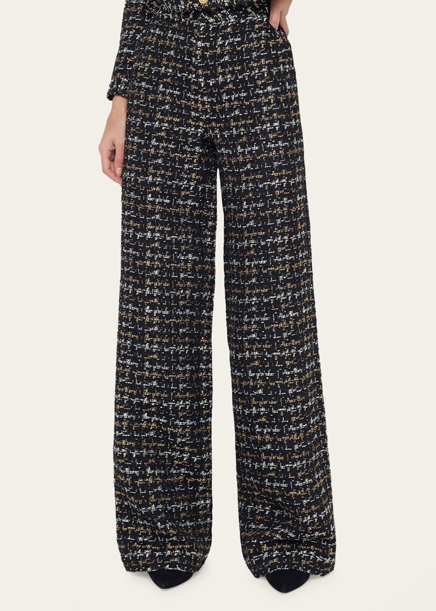 L'Agence Livvy Tweed Straight-Leg Trousers - Bergdorf Goodman